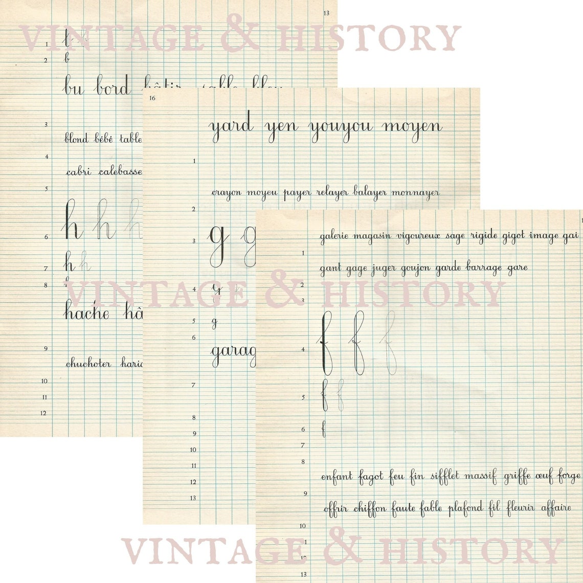 French Cursive Handwriting Schoolbook With Small Letters, Printable ...