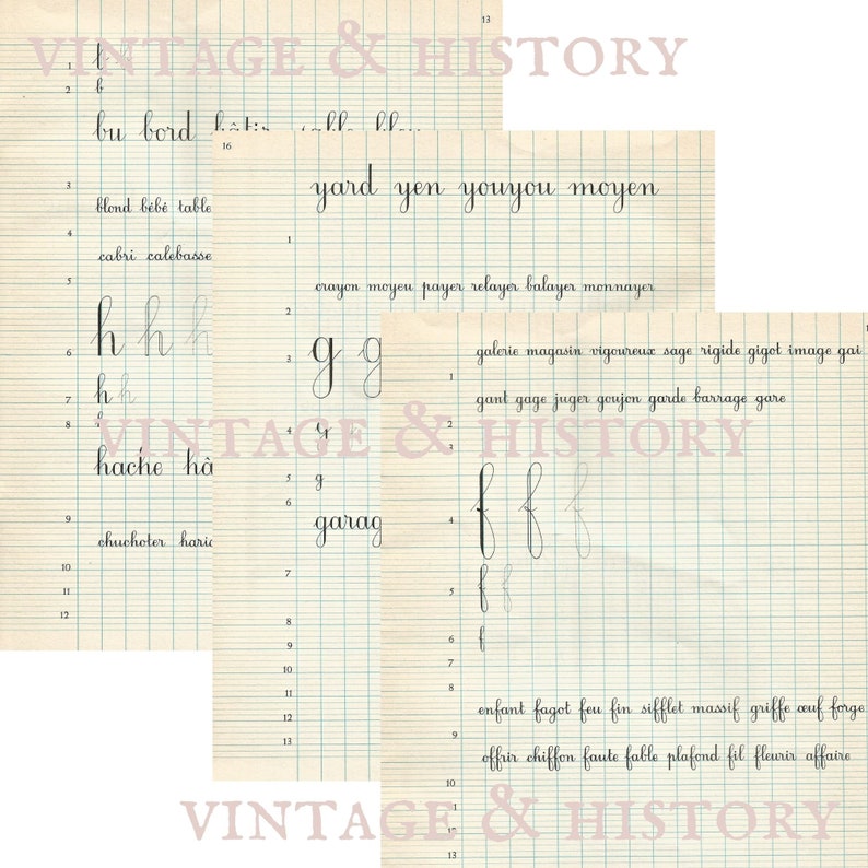 French Cursive Handwriting Schoolbook With Small Letters, Printable ...