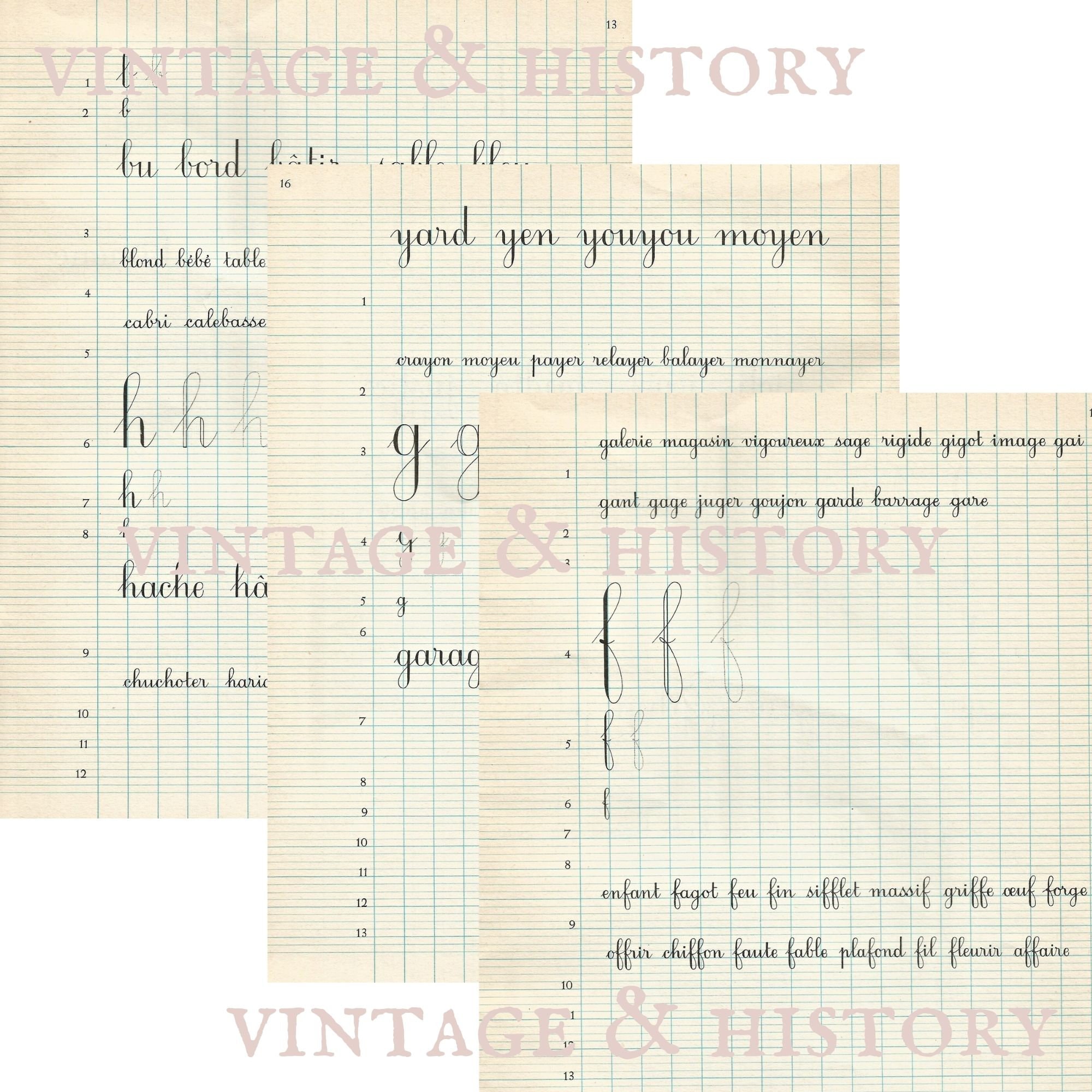 French Cursive Handwriting Schoolbook With Small Letters, Printable ...