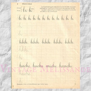 French Cursive Writing Practice Book, Printable, Vintage, Ephemera ...