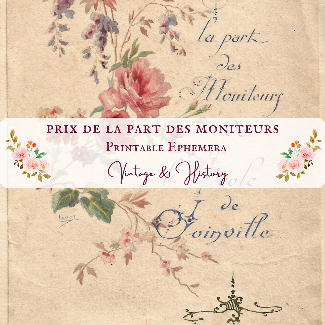 19th Century French Book Inscription, Printable, Vintage, Ephemera ...