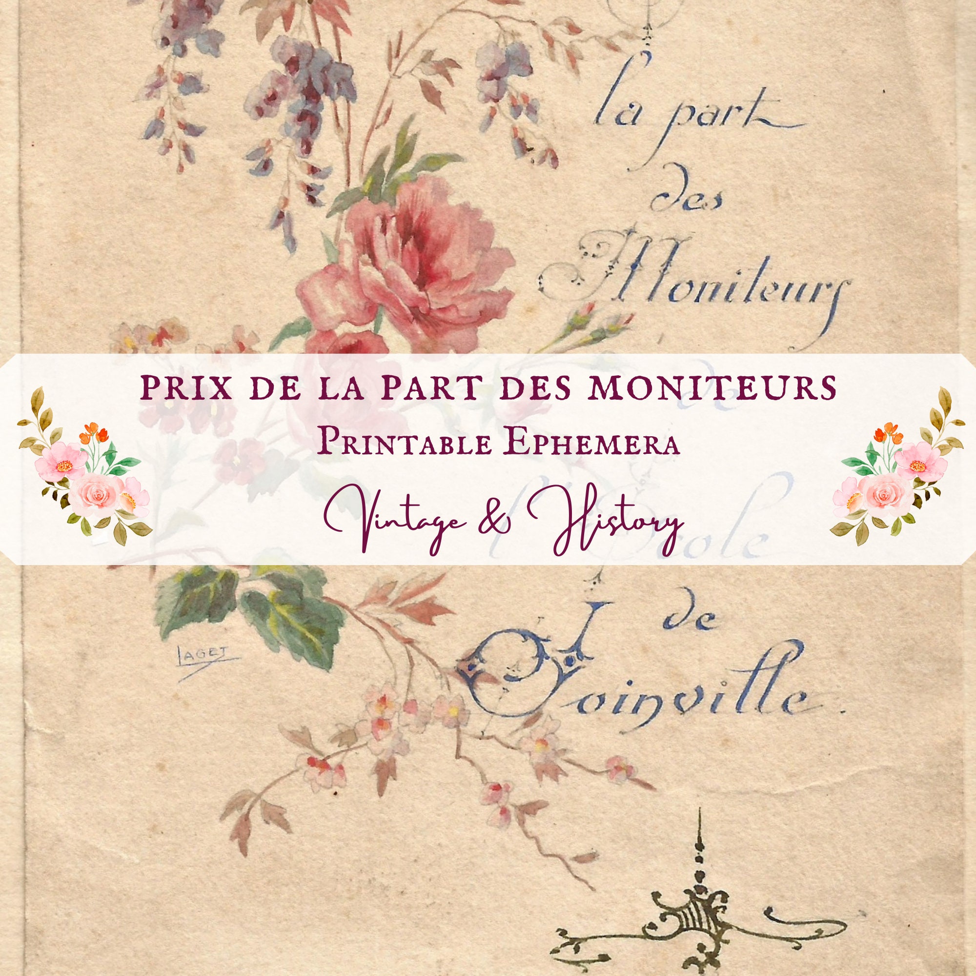 19th Century French Book Inscription, Printable, Vintage, Ephemera ...