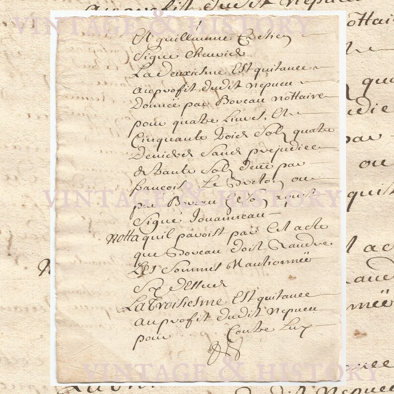 1689 Old French Document, Printable, Digital Ephemera, Antique Papers ...