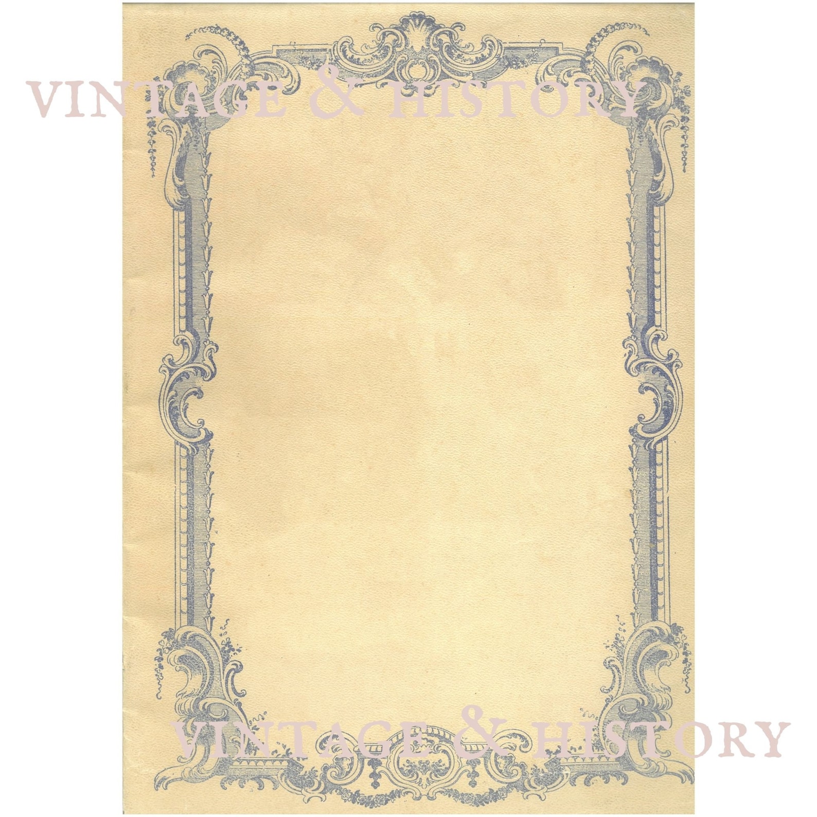 1916 Marriage Contract With Blue Frame, Old French Documents, Printable ...
