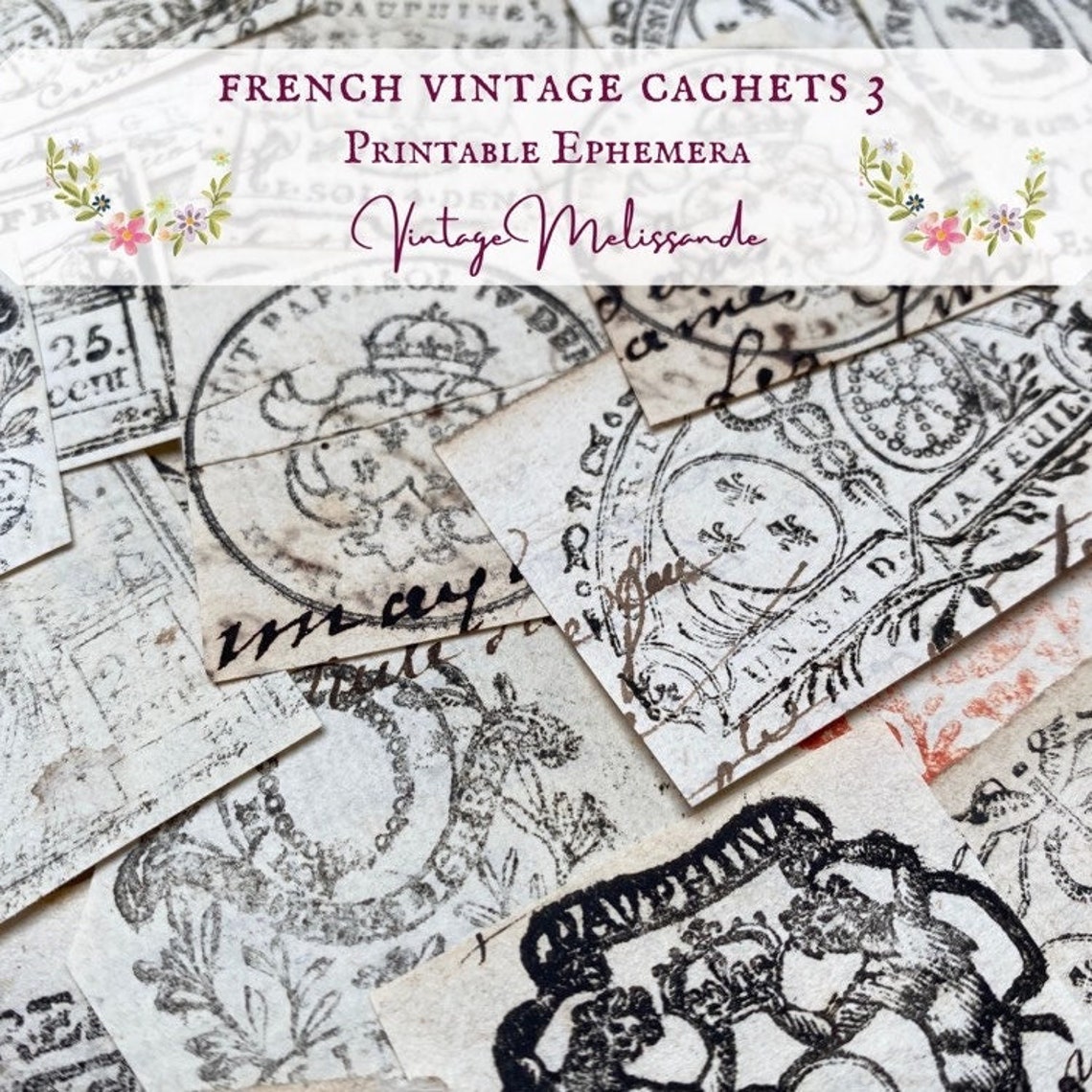 Printable Antique French Cachets 3, Stamps, Digital, Ephemera, Collage, Journal, Craft ...