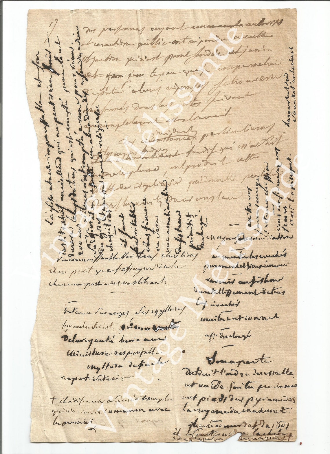 1800s Unusual Handwritten Page, French Paper, Printable, Vintage ...