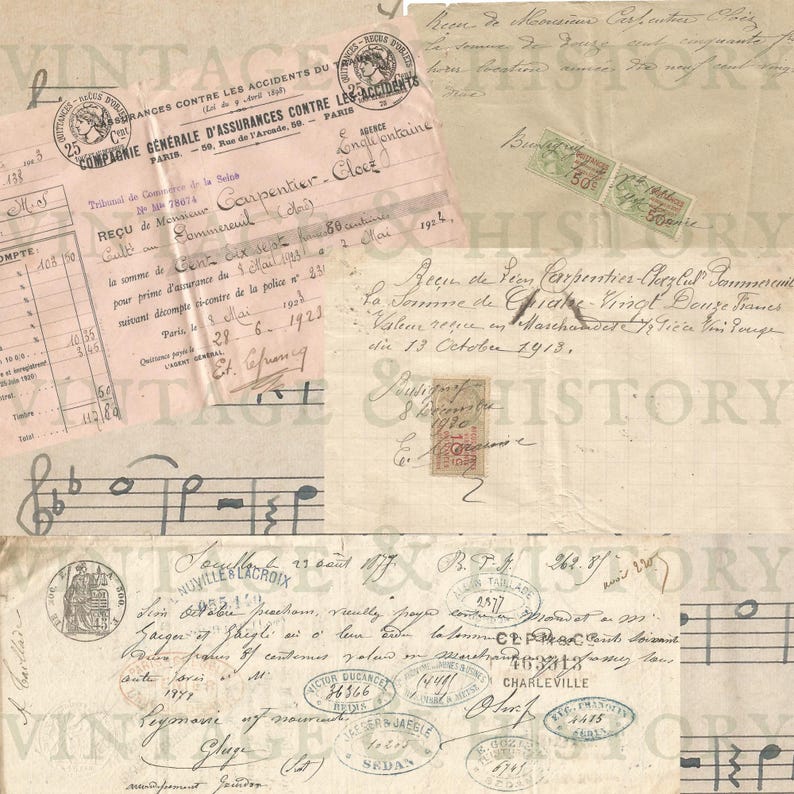 Assorted French Vintage Ephemera {bundle 9}, 54 Pieces, Printable Paper ...