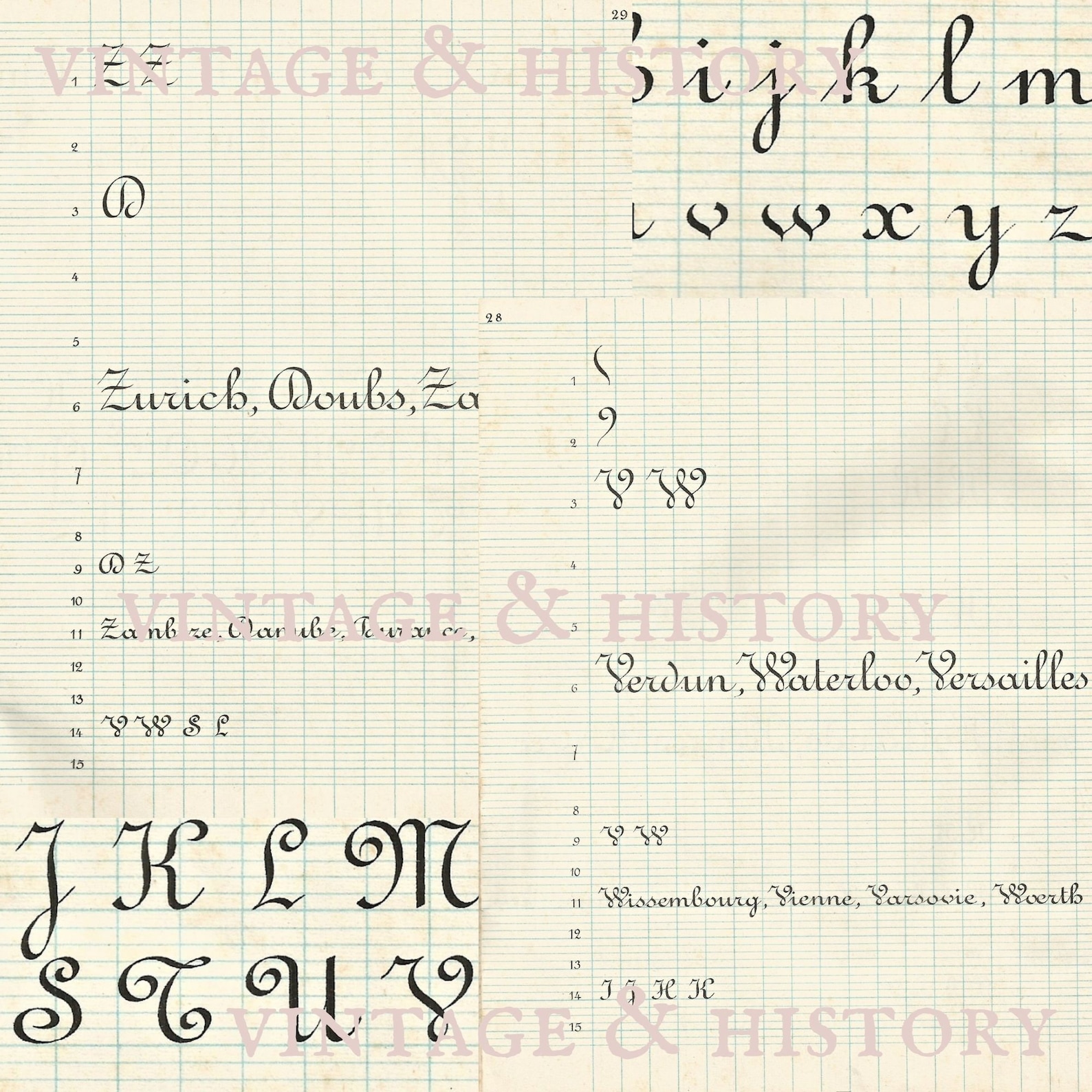 French Handwriting Schoolbook, écriture Ronde Française, Printable ...