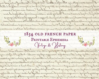 1826 Old French Paper Printable Vintage Ephemera - Etsy