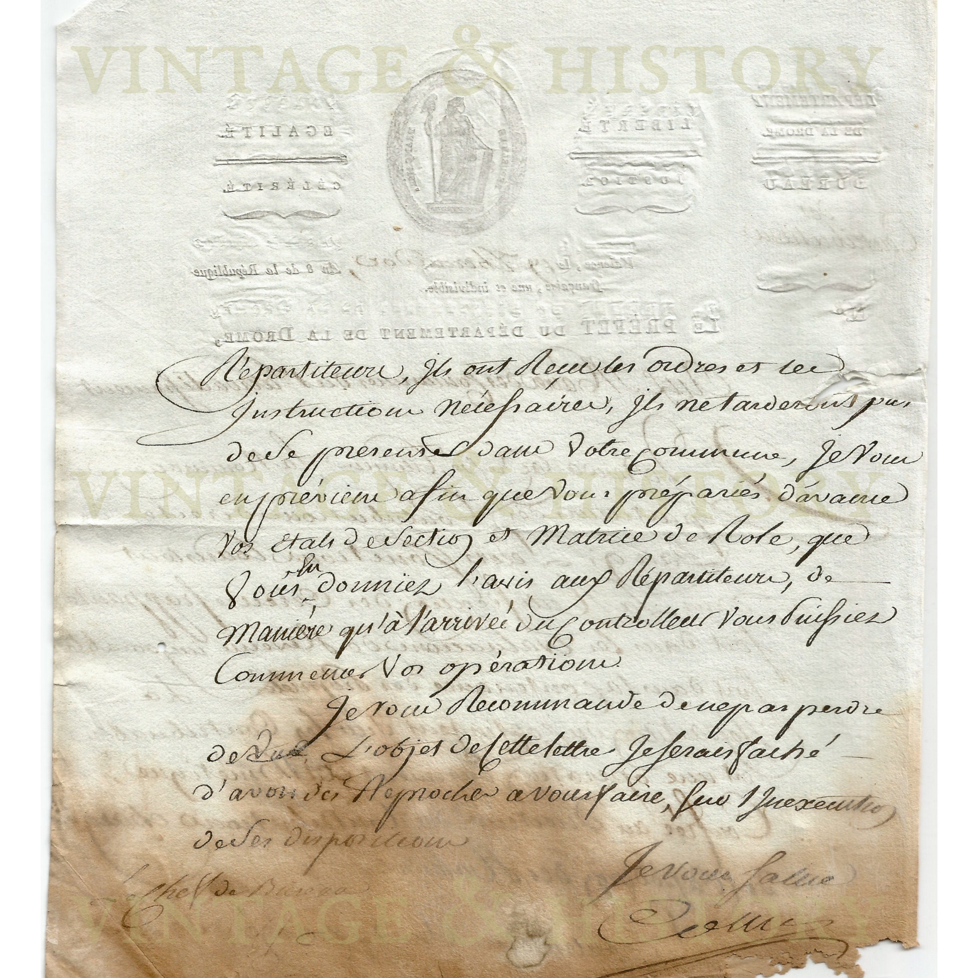 1804 and 1805 Revolutionary Papers, French, Handwritten, Calligraphy ...