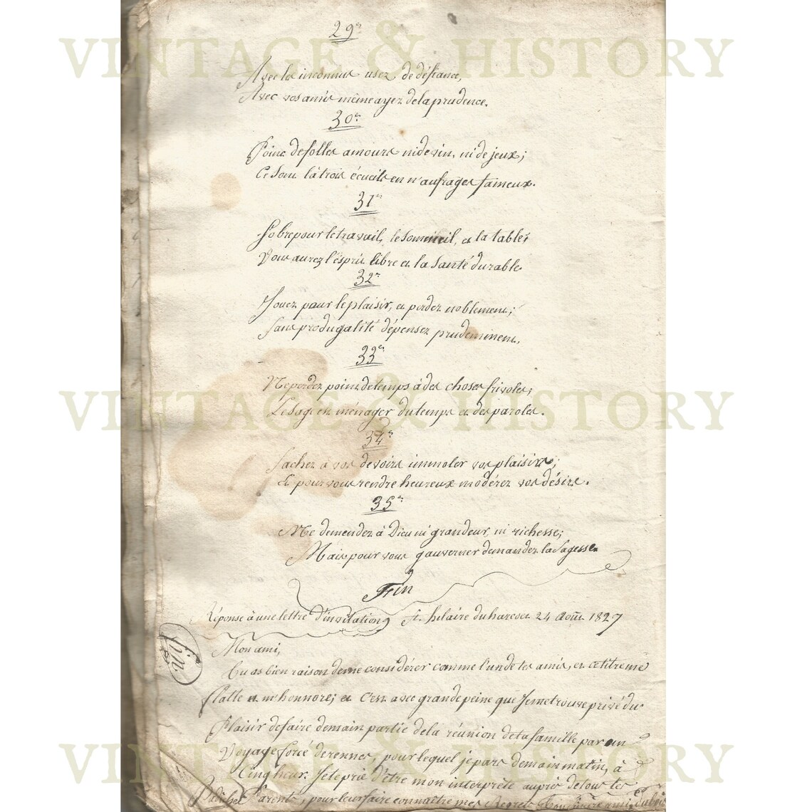 41 Pages, 1800s French Calligraphy, Schoolbook, Old French Papers ...