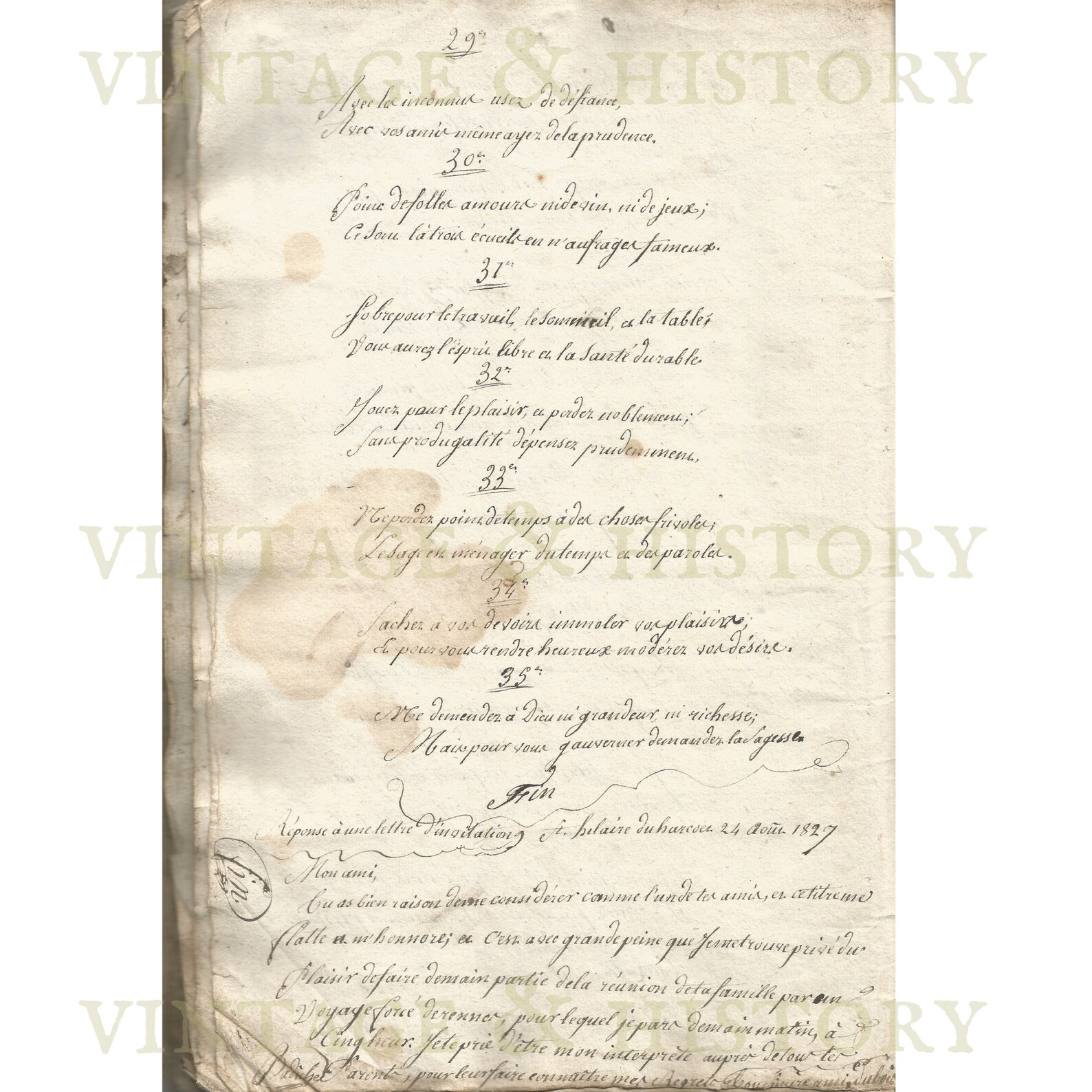 41 Pages, 1800s French Calligraphy, Schoolbook, Old French Papers ...