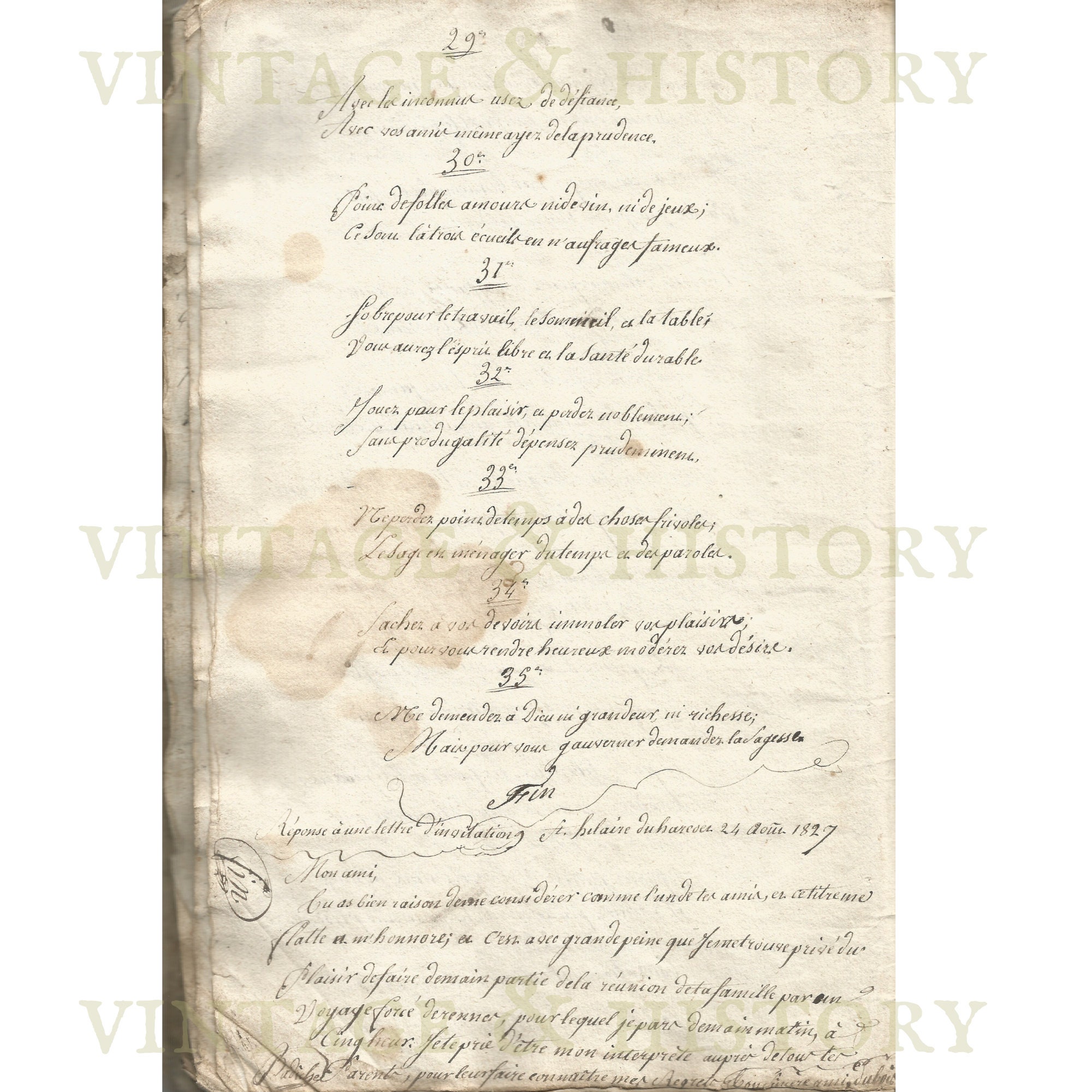 41 Pages, 1800s French Calligraphy, Schoolbook, Old French Papers ...