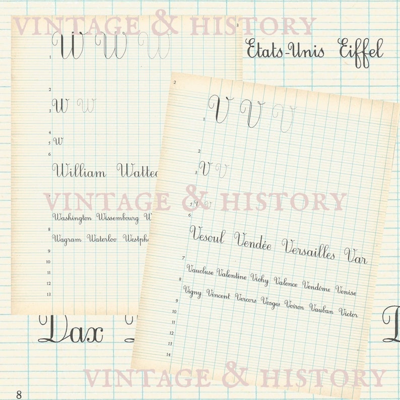 French Cursive Handwriting Schoolbook With Capital Letters, Printable ...