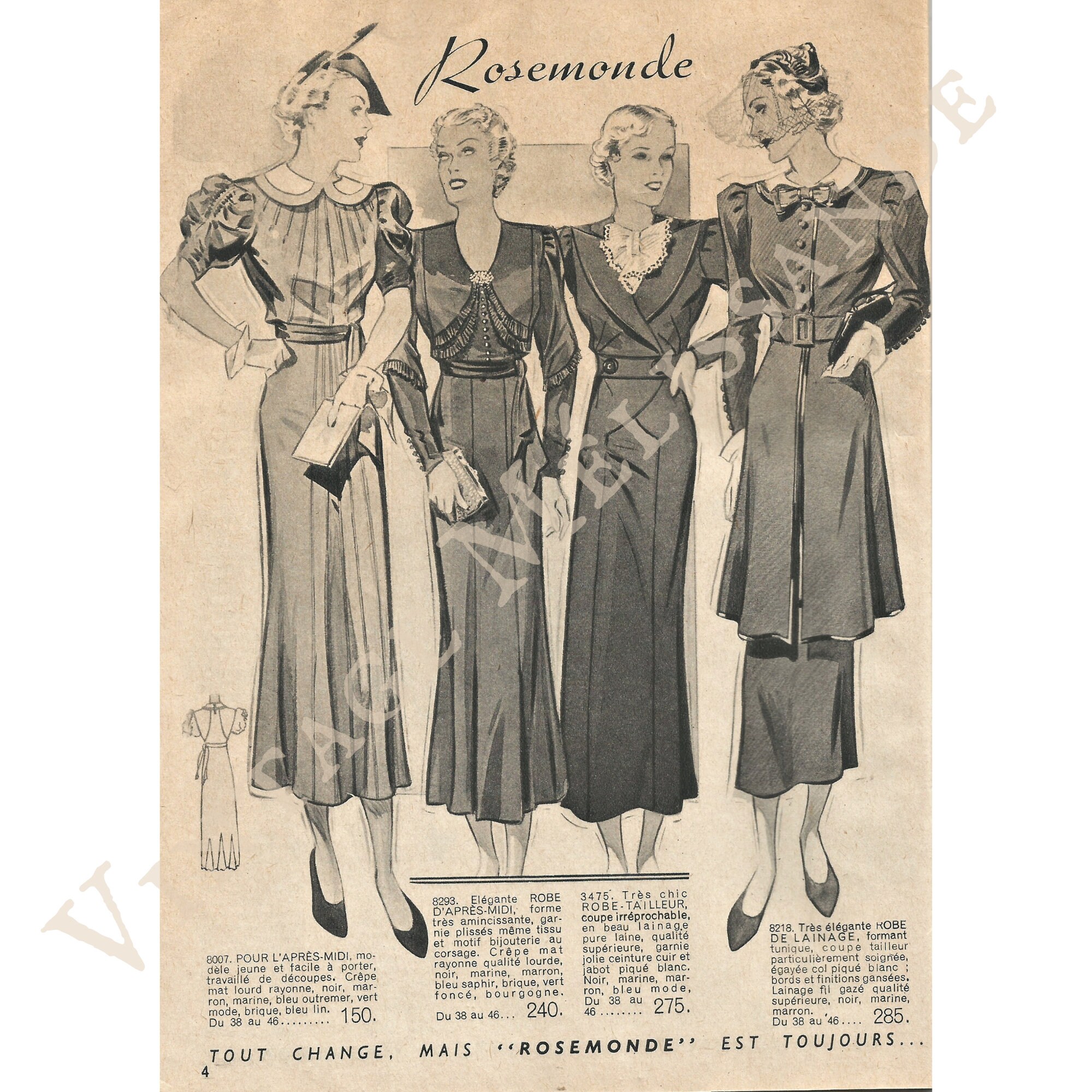 Summer 1937, Rosemonde Couture, Paris Fashion Magazine Catalogue ...