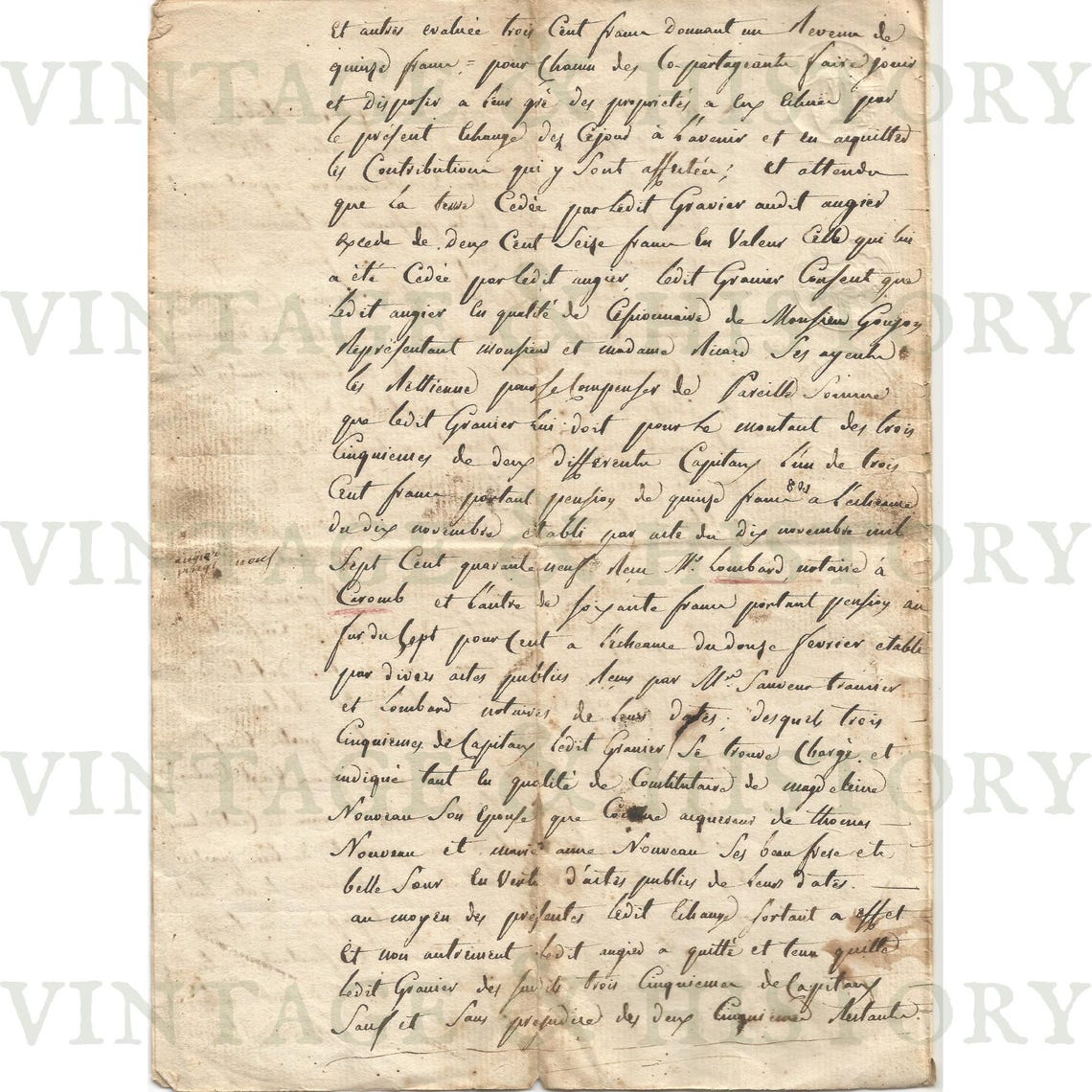 1816 {2} Antique Handwritten French Document, Calligraphy, Printable ...