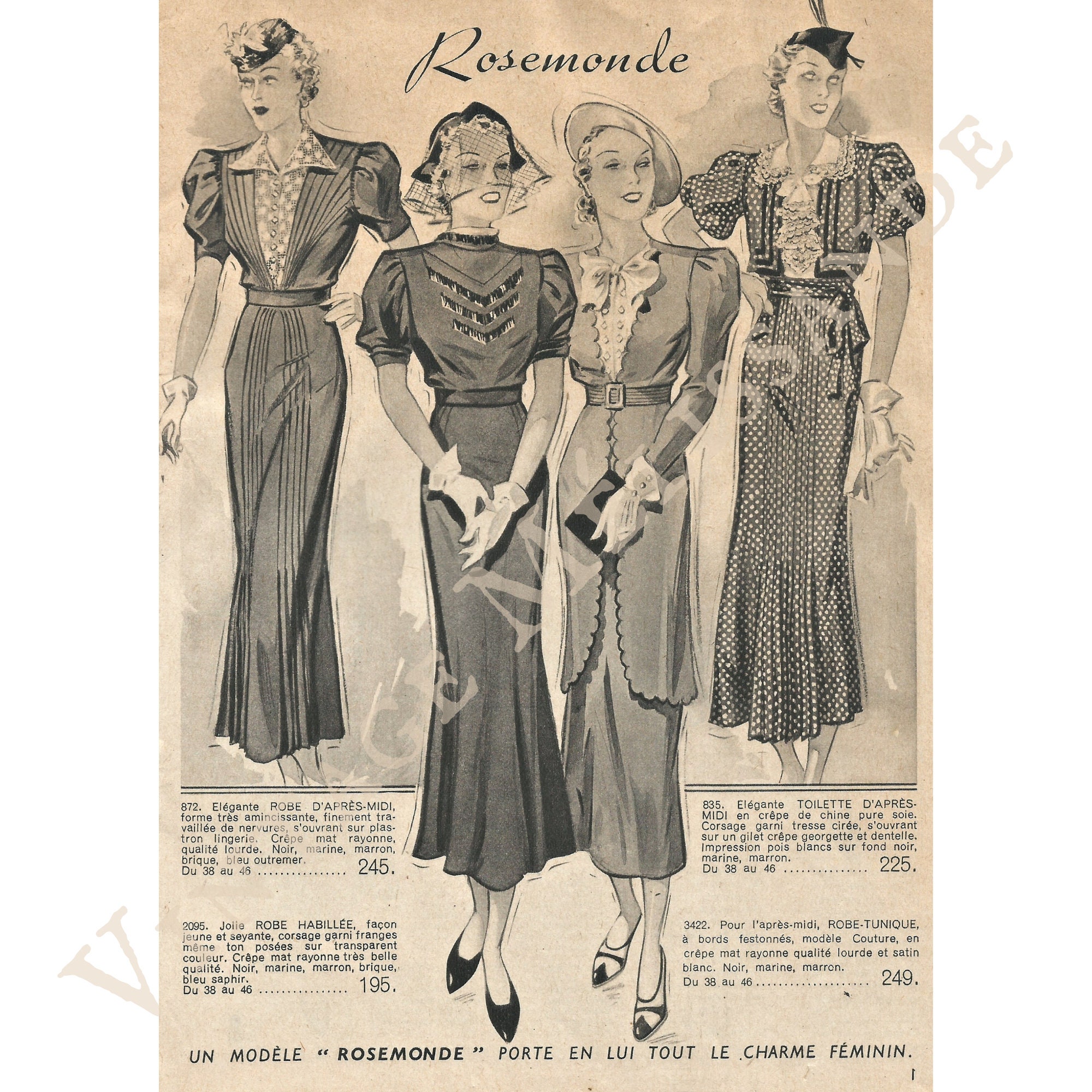 Summer 1937, Rosemonde Couture, Paris Fashion Magazine Catalogue ...