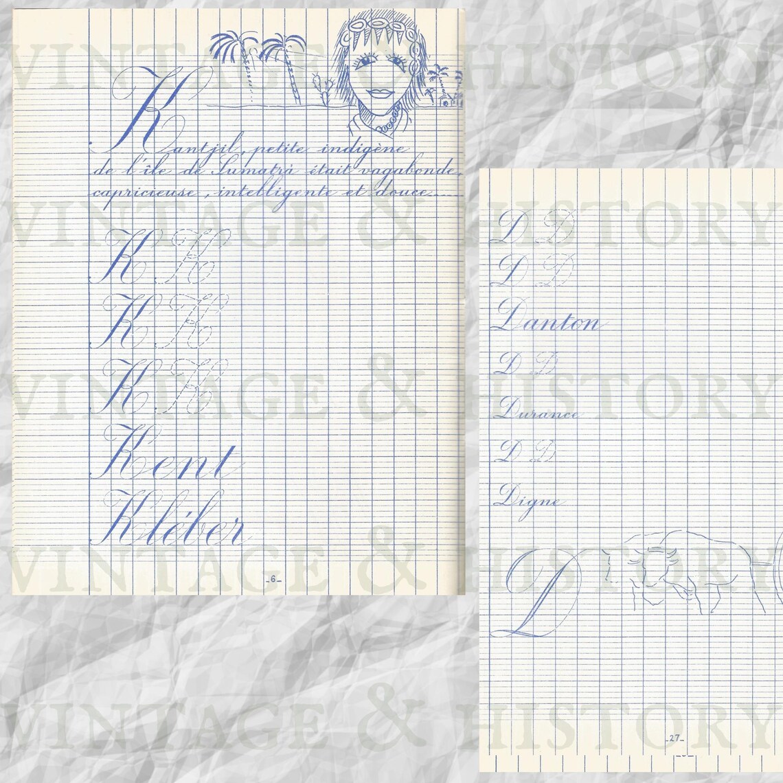 French Handwriting and Calligraphy Practice Workbook {8}, Vintage ...