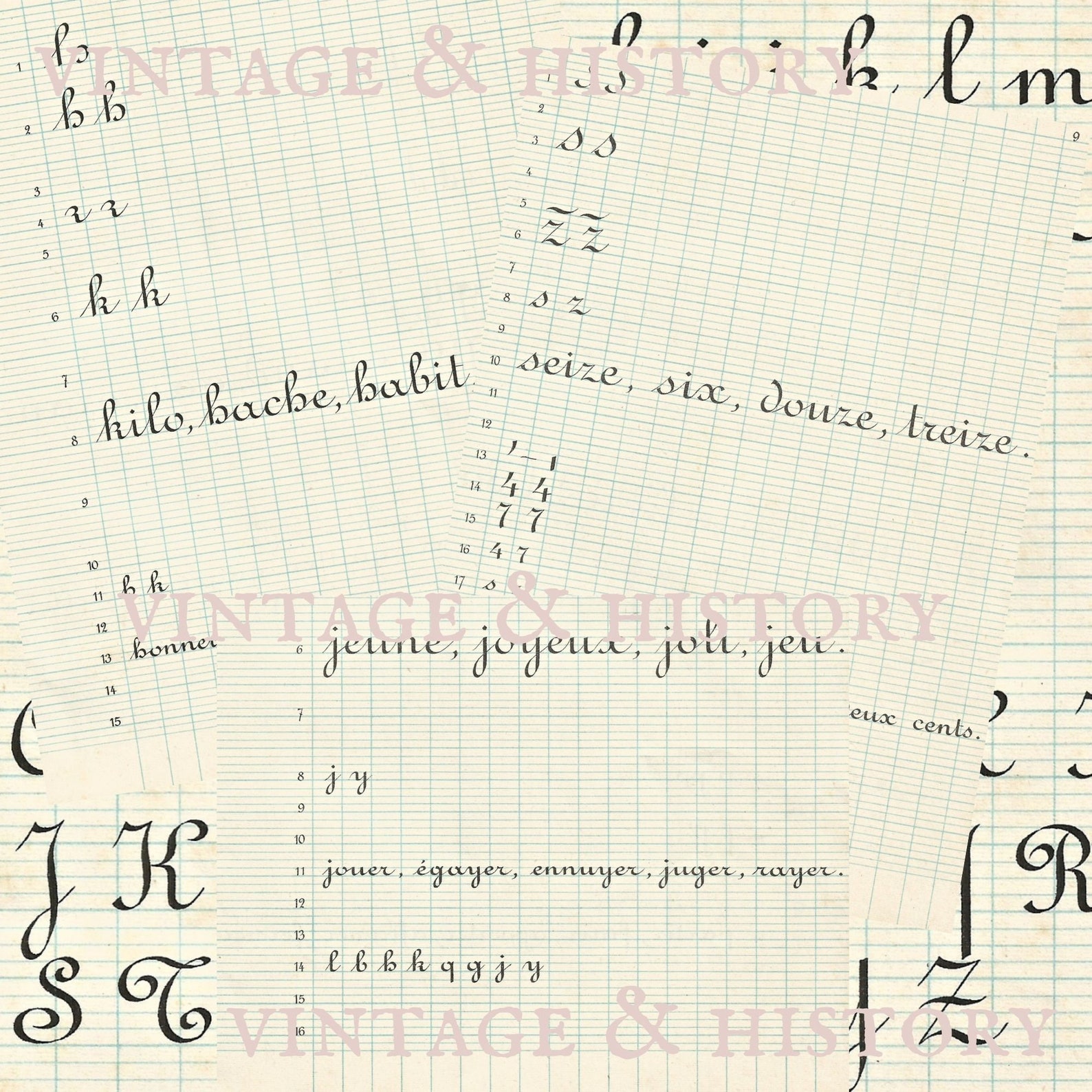 French Handwriting Schoolbook, écriture Ronde Française, Printable ...