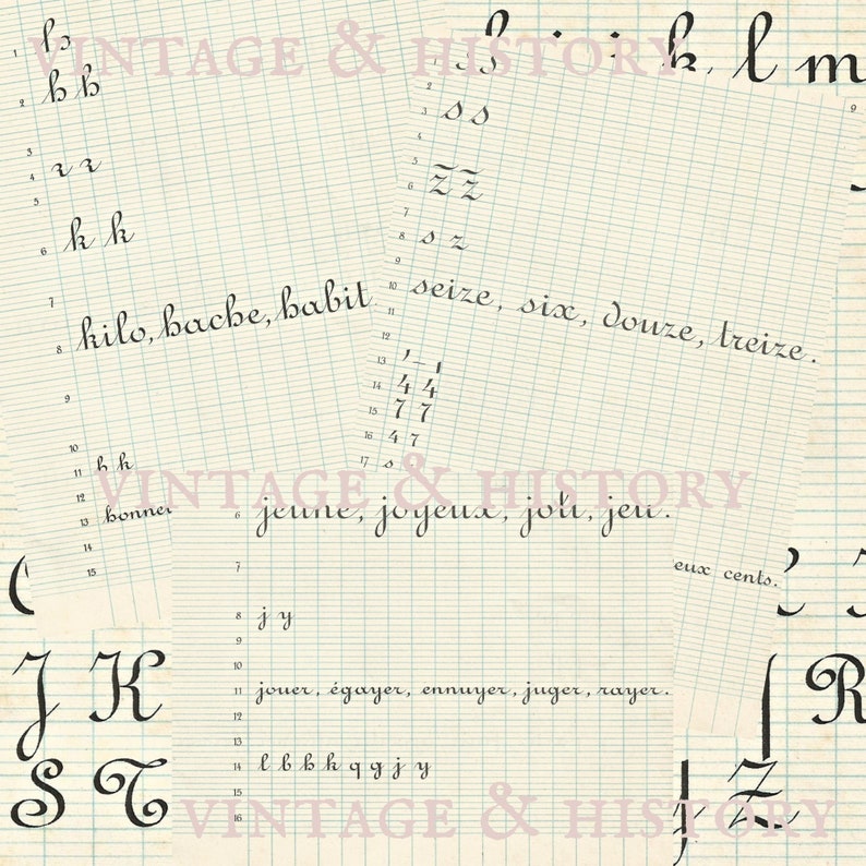 French Handwriting Schoolbook, écriture Ronde Française, Printable ...