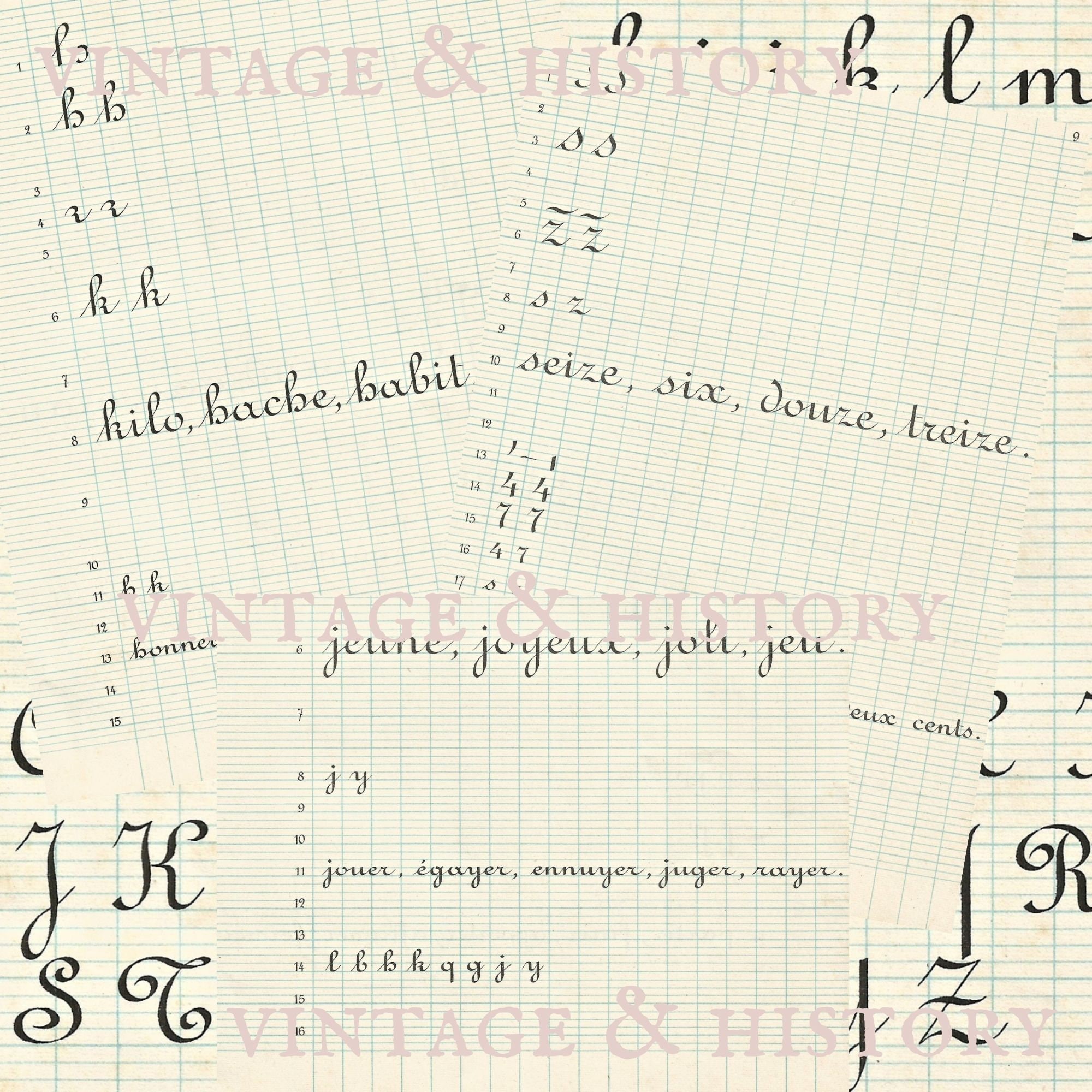 French Handwriting Schoolbook, écriture Ronde Française, Printable ...