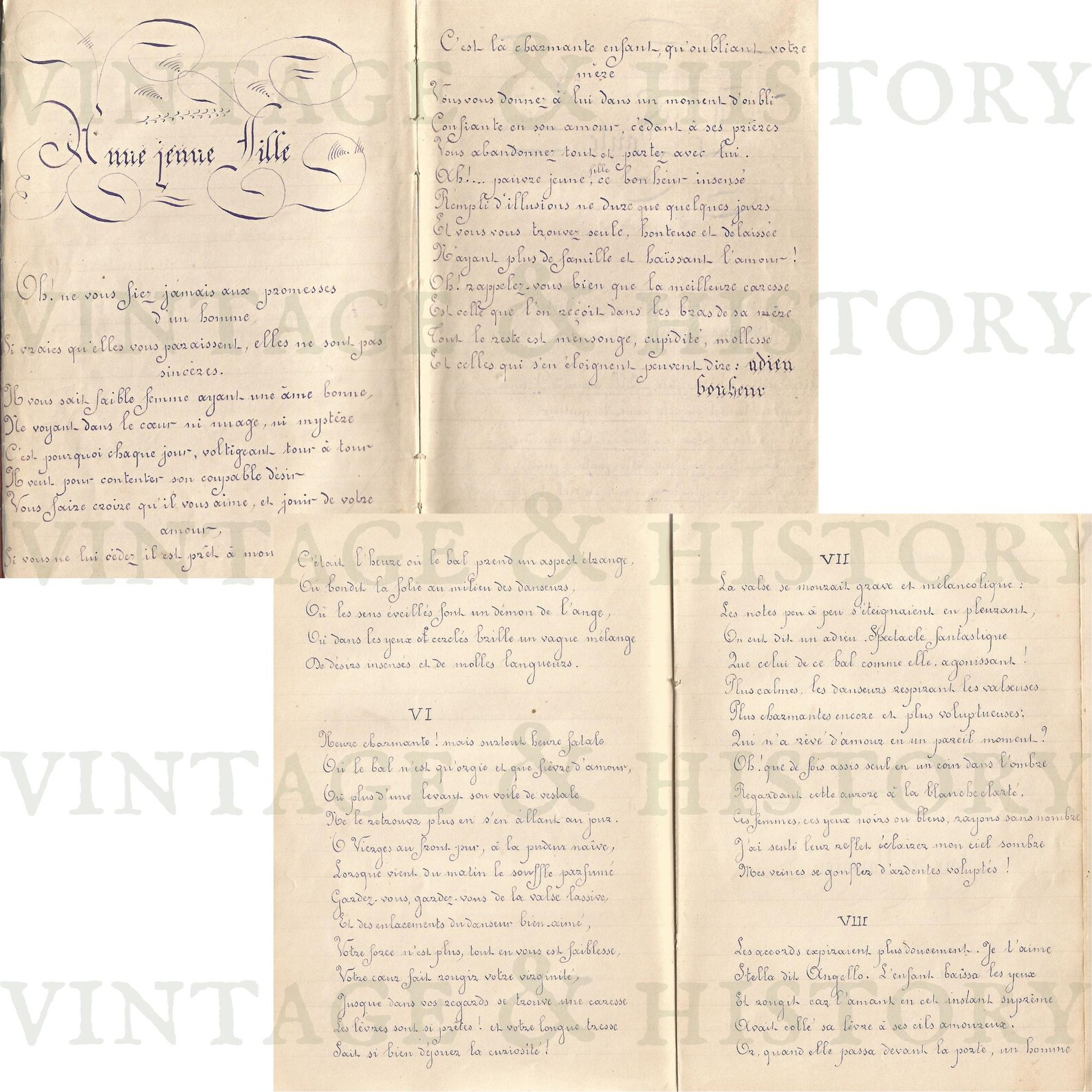 Handwritten French Poems {2}, Poetry of Alfred De Musset, Printable ...