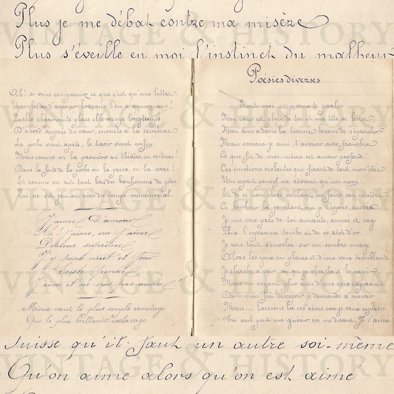 Handwritten French Poetry Ephemera, Alfred De Musset (digital Download ...