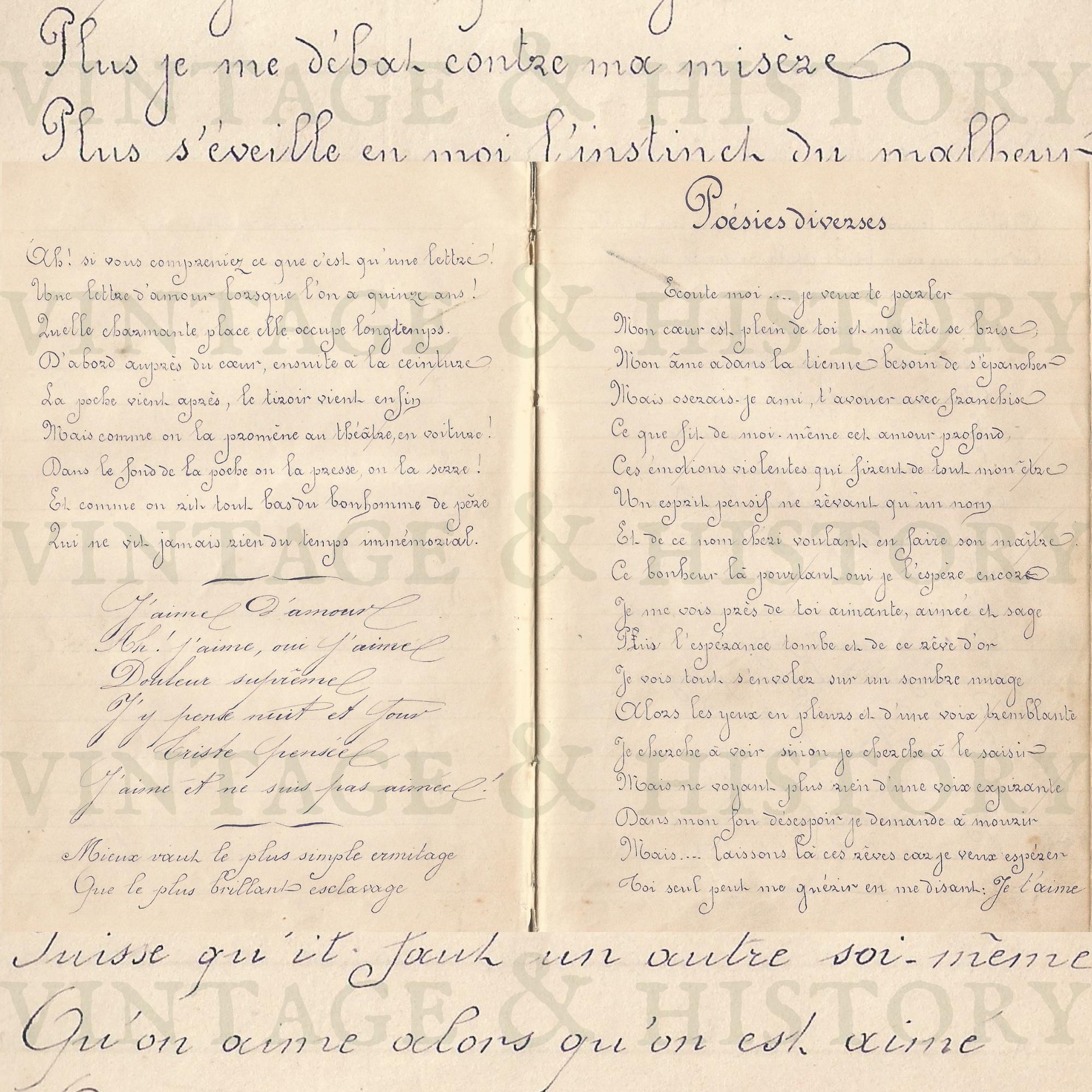 Handwritten French Poems {2}, Poetry of Alfred De Musset, Printable ...