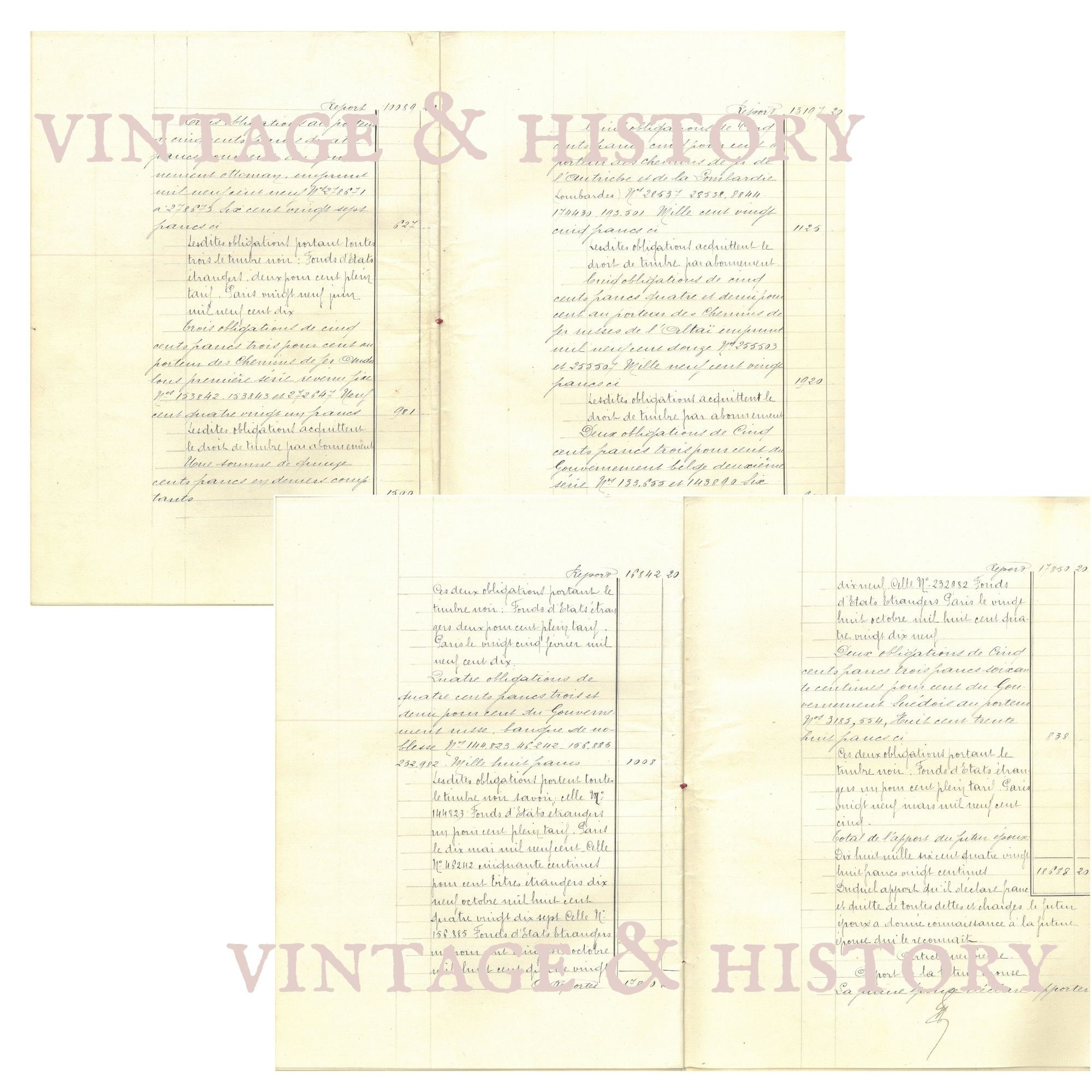1916 Marriage Contract With Blue Frame, Old French Documents, Printable ...