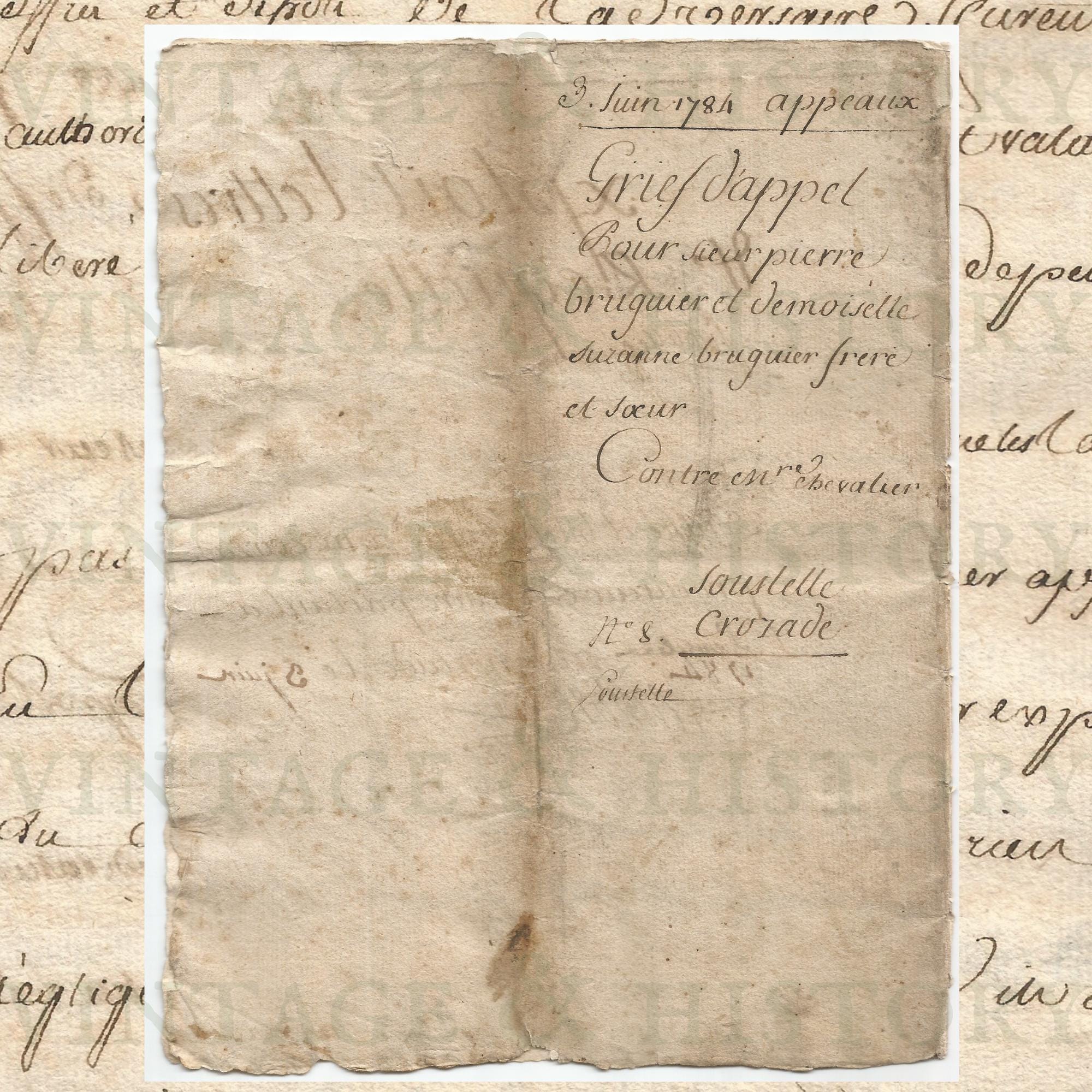 1784 Antique Handwritten French Document, Calligraphy, Printable Paper ...