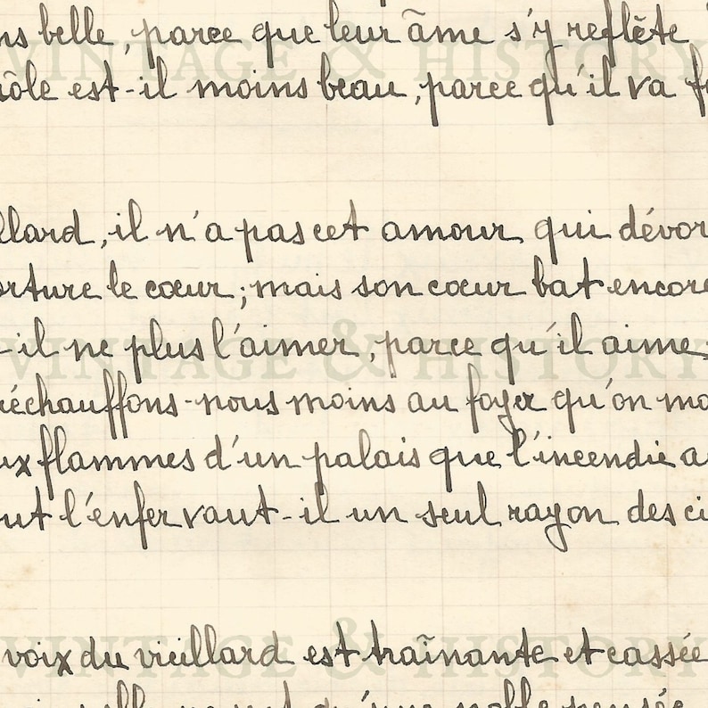 Handwritten French Poems, Printable Paper Ephemera From France ...