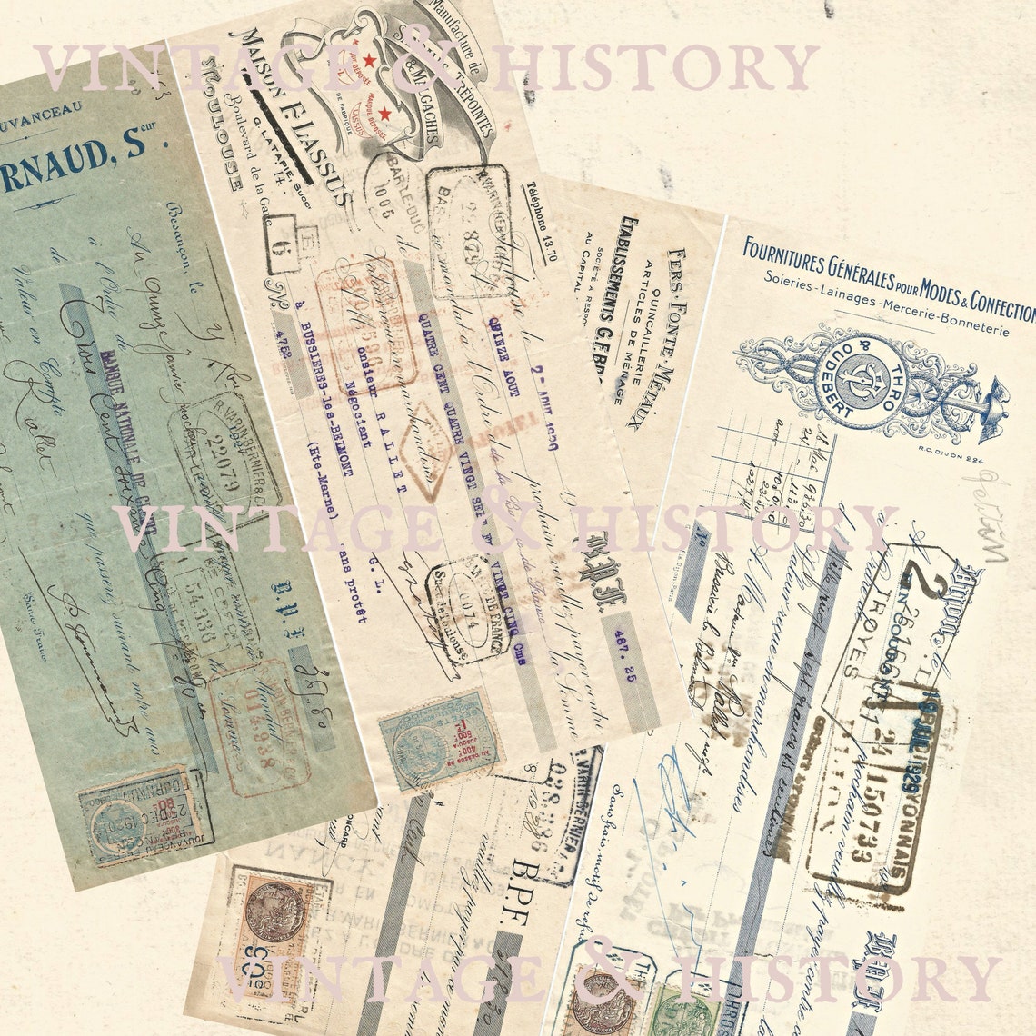 85 French Vintage Bills of Exchange From the 1900s, Lettres De Change ...