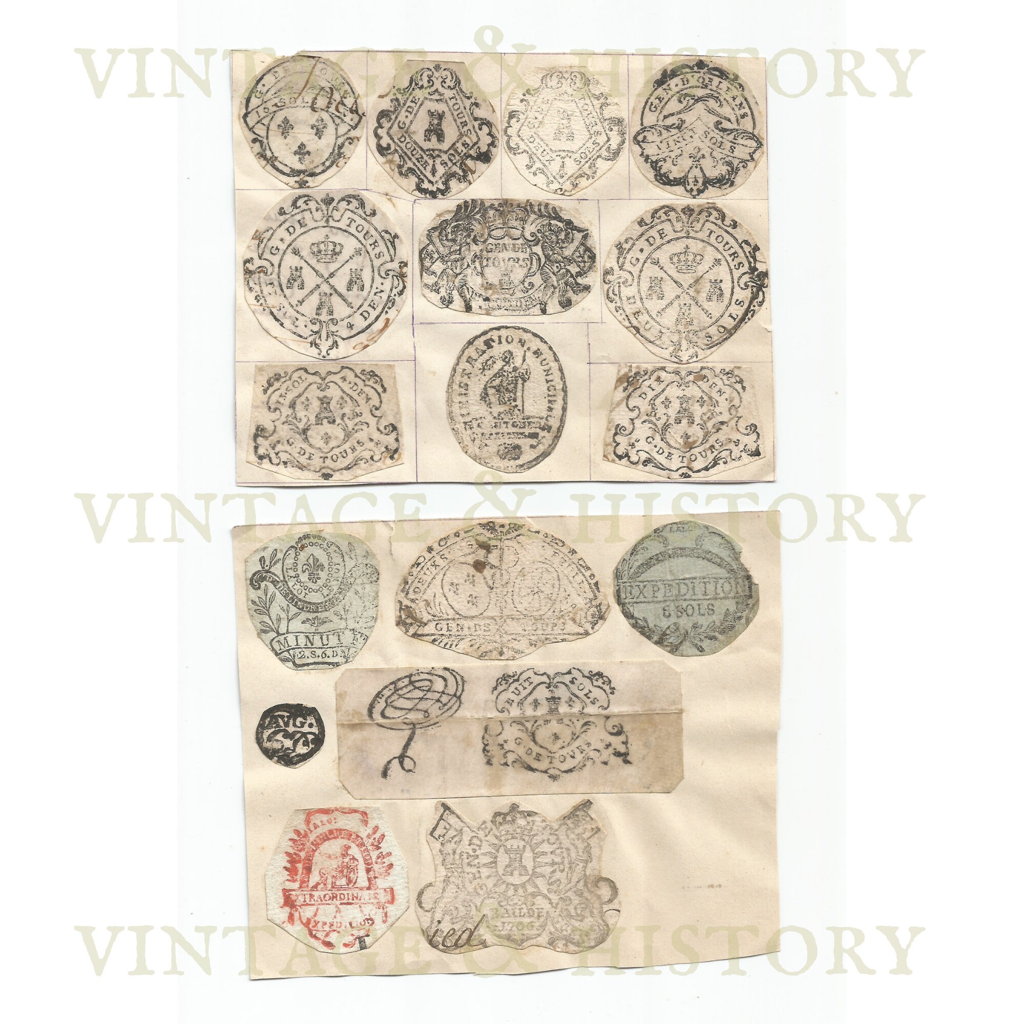 Printable Antique French Cachets 4, Stamps, Digital, Ephemera, Collage, Journal, Craft ...