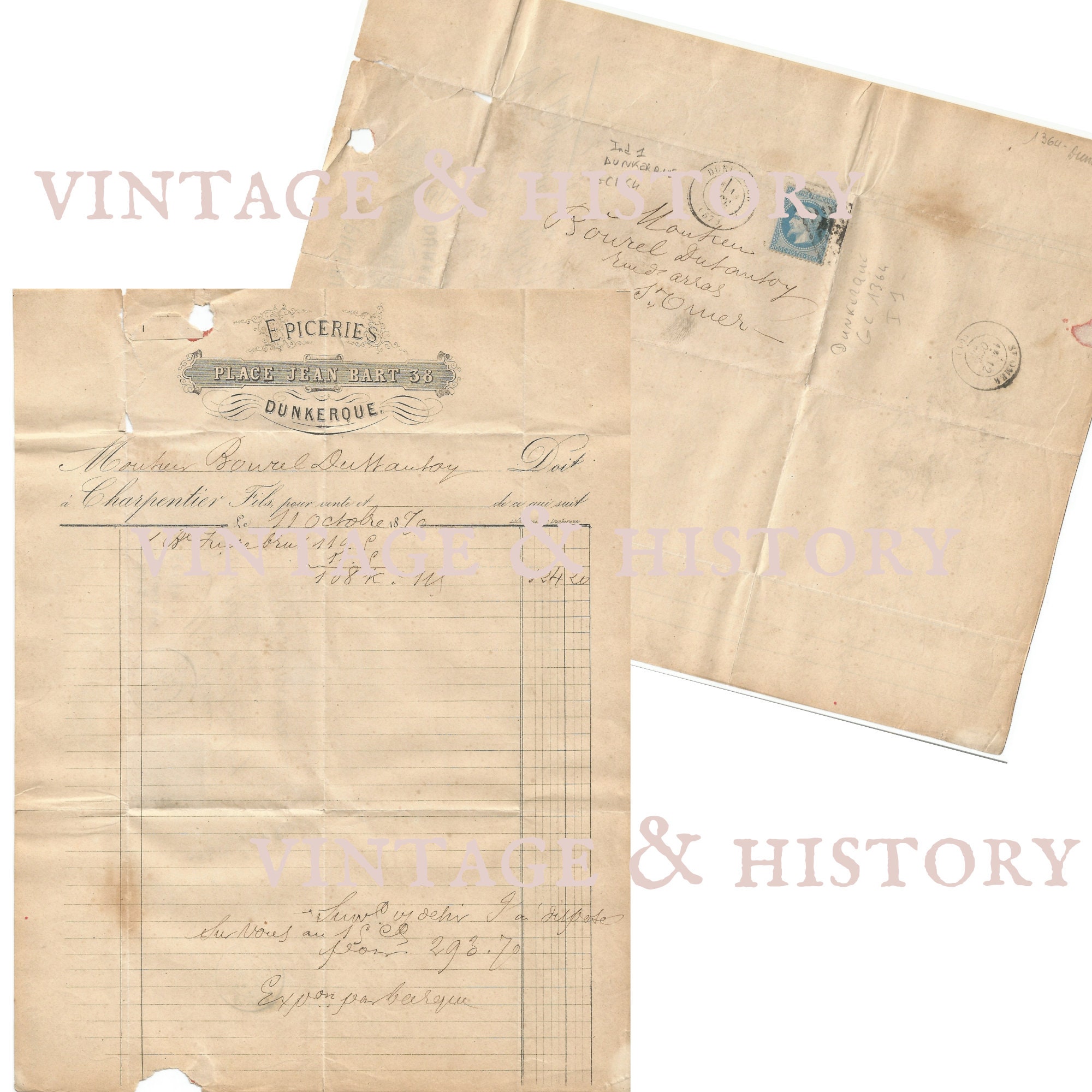 12 French Letters, 1800s, Handwritten, Calligraphy, Printable, Vintage ...