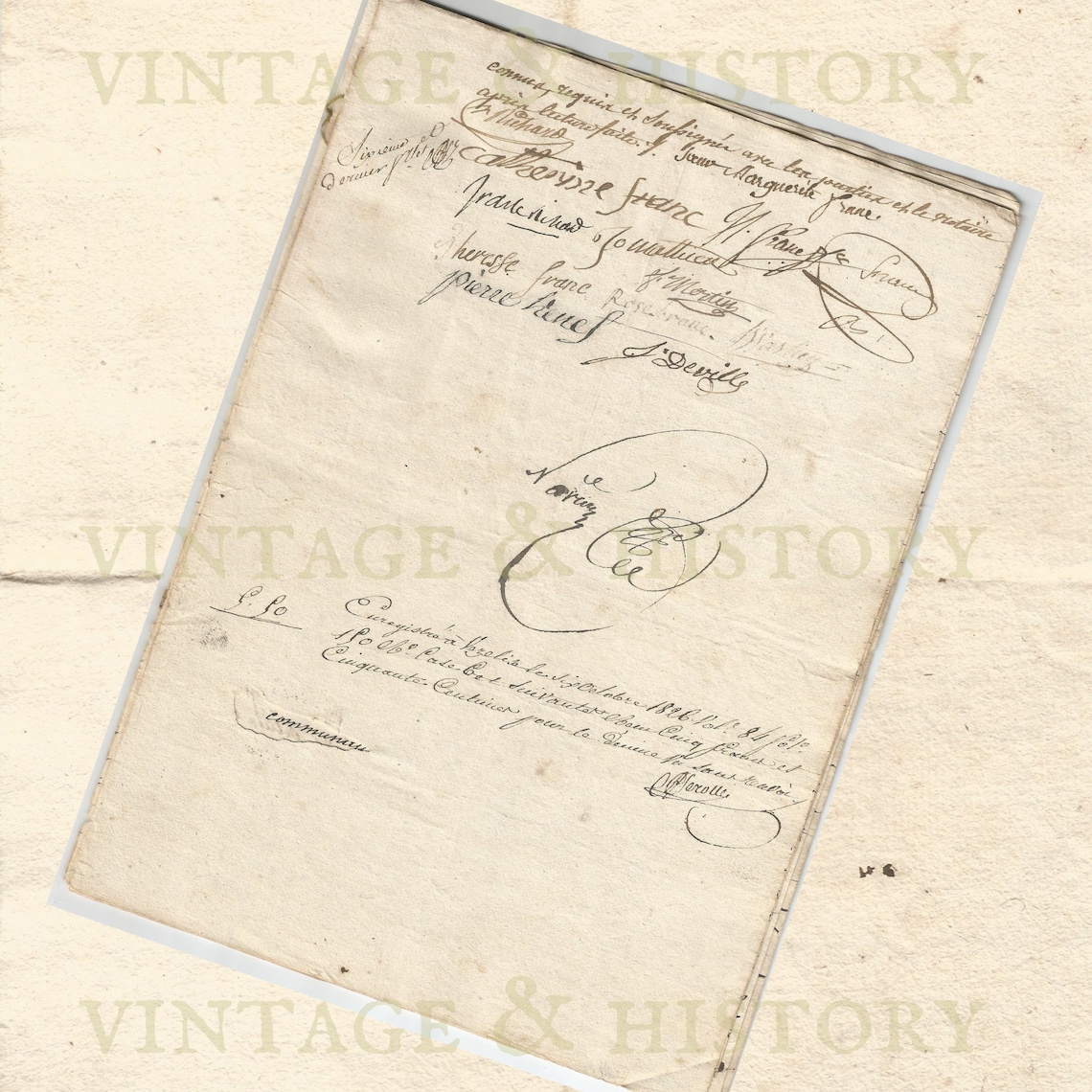 1826 Old French Paper, Printable, Vintage, Ephemera, Scrapbooking, Junk ...