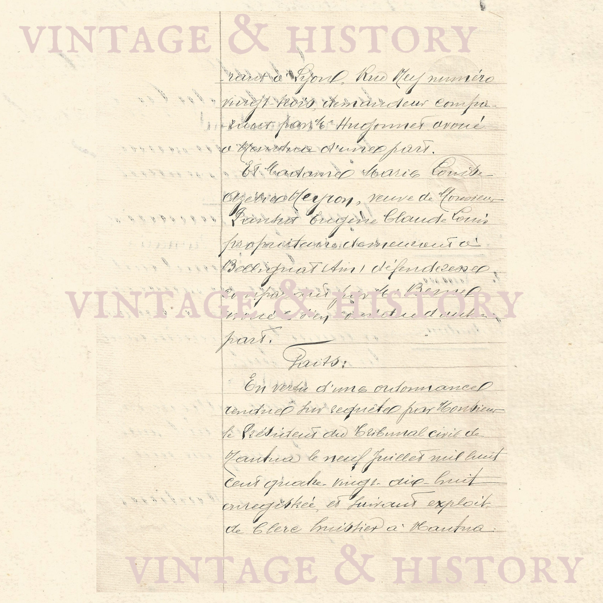 1899 Antique Handwritten French Document, Calligraphy, Printable ...