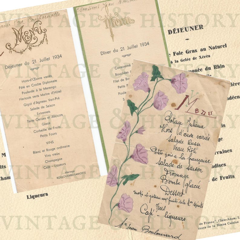 French Vintage Menus {2}, Printable Paper Vintage Ephemera From France ...