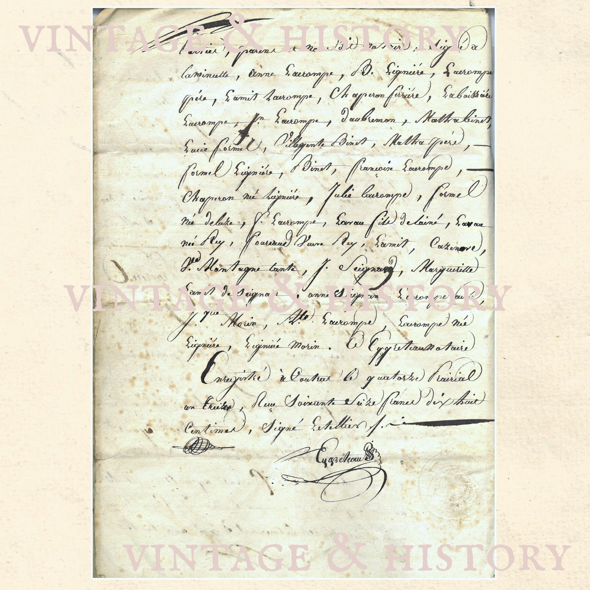 1805 Marriage Contract, Old French Documents, Printable Paper Ephemera ...