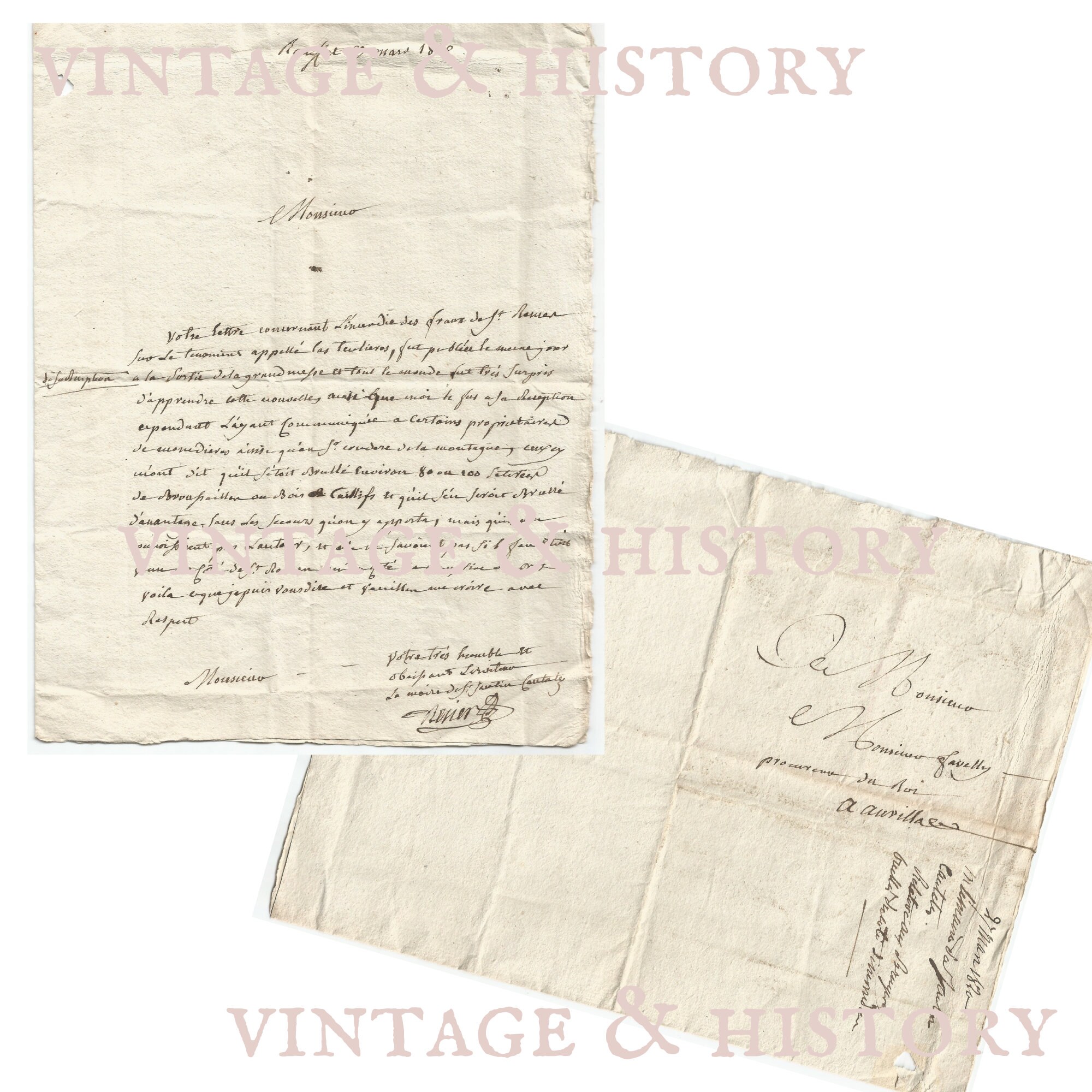 12 French Letters, 1800s, Handwritten, Calligraphy, Printable, Vintage ...