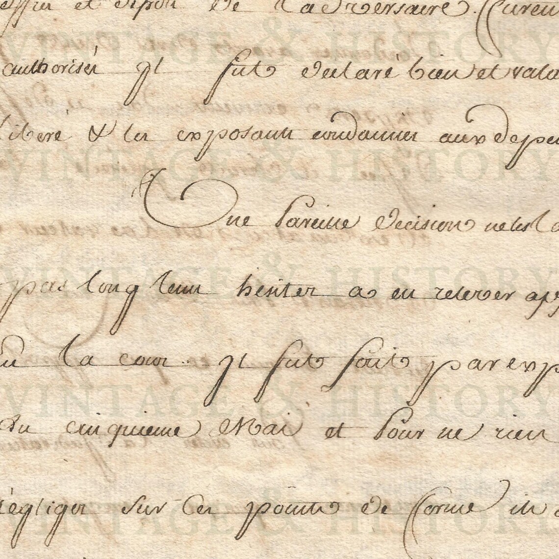 1784 Antique Handwritten French Document, Calligraphy, Printable Paper ...