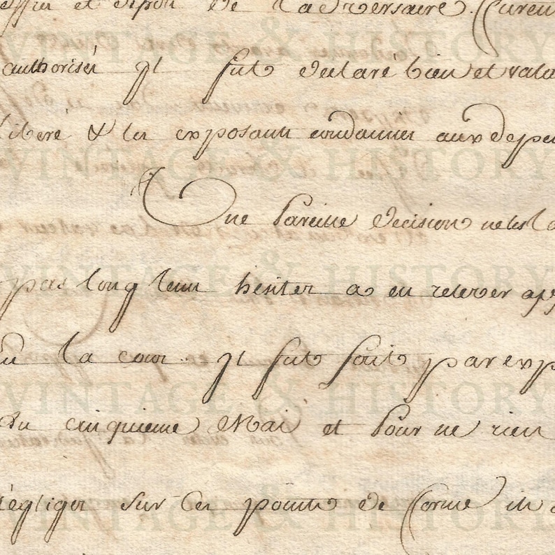 1784 Antique Handwritten French Document, Calligraphy, Printable Paper ...