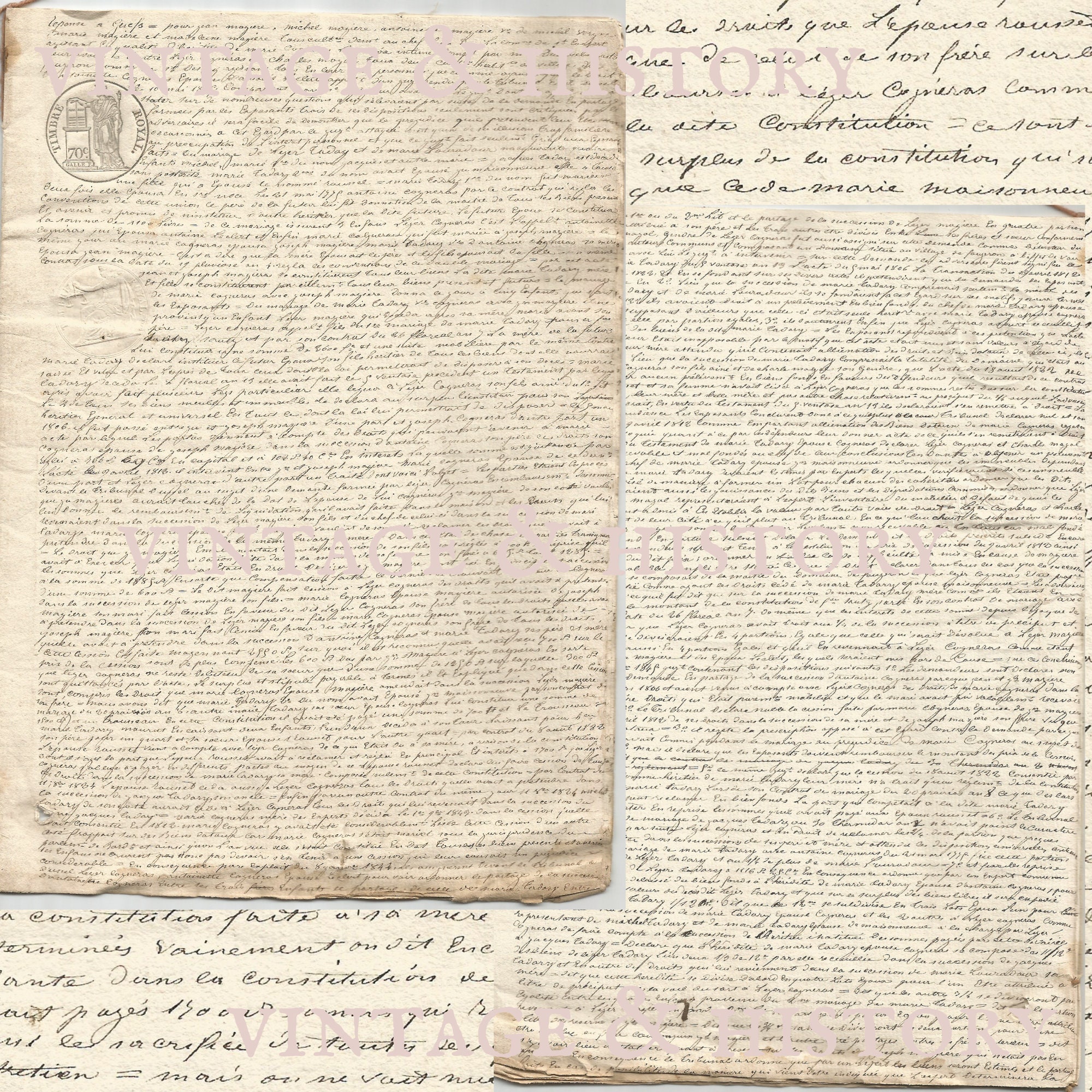 1847 Old French Paper, Tiny Handwriting, Printable Paper Ephemera ...