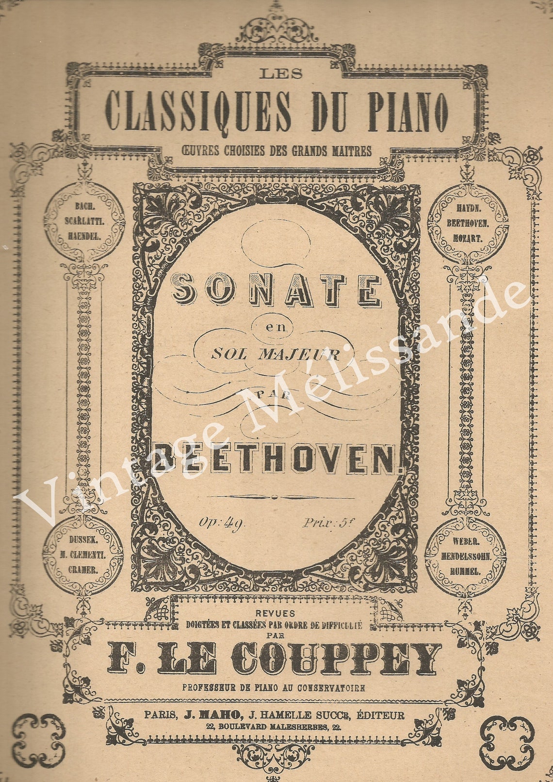 Printable French Music Sheets, Partitions, Digital, Download, Ephemera ...
