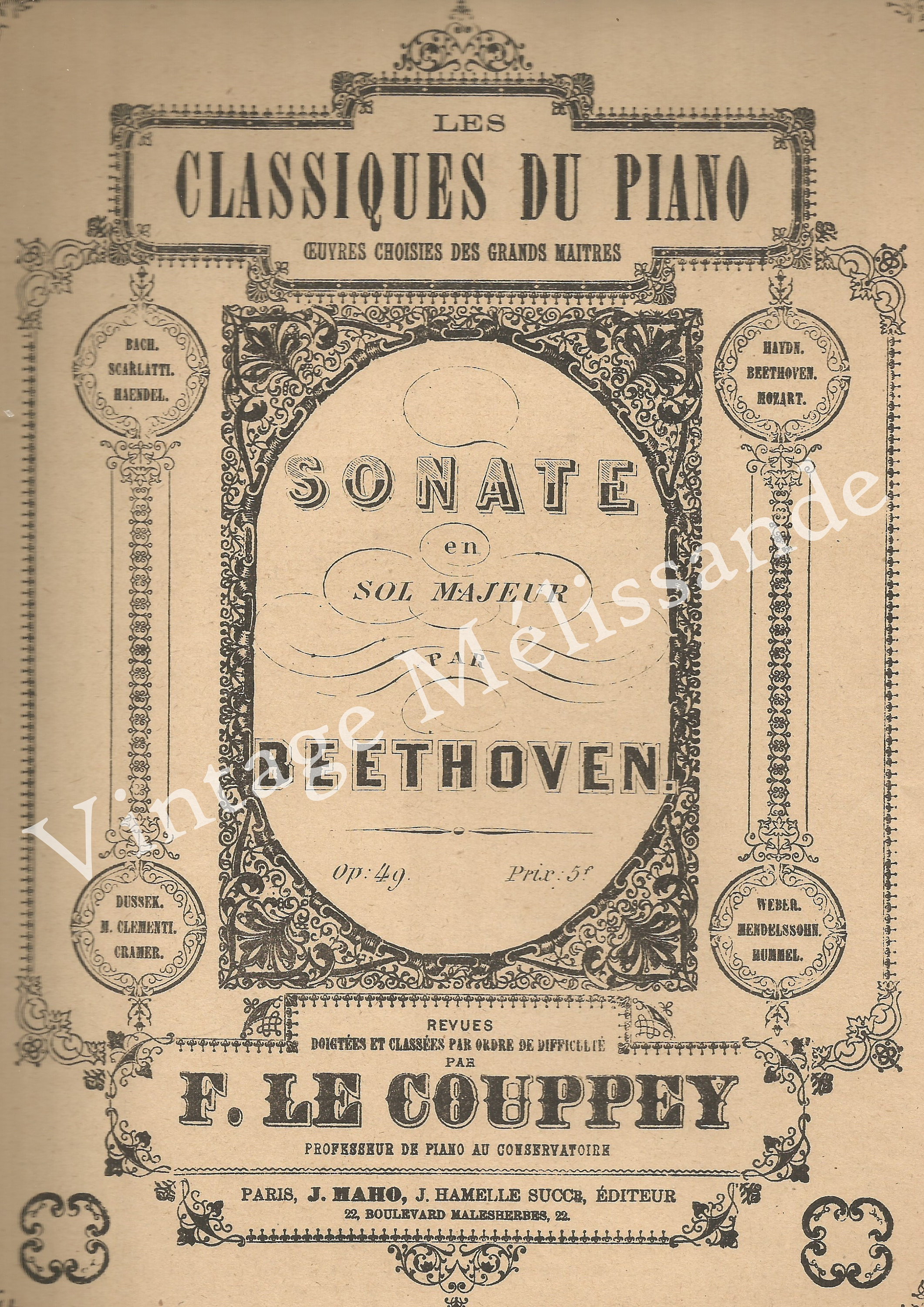 Printable French Music Sheets, Partitions, Digital, Download, Ephemera ...