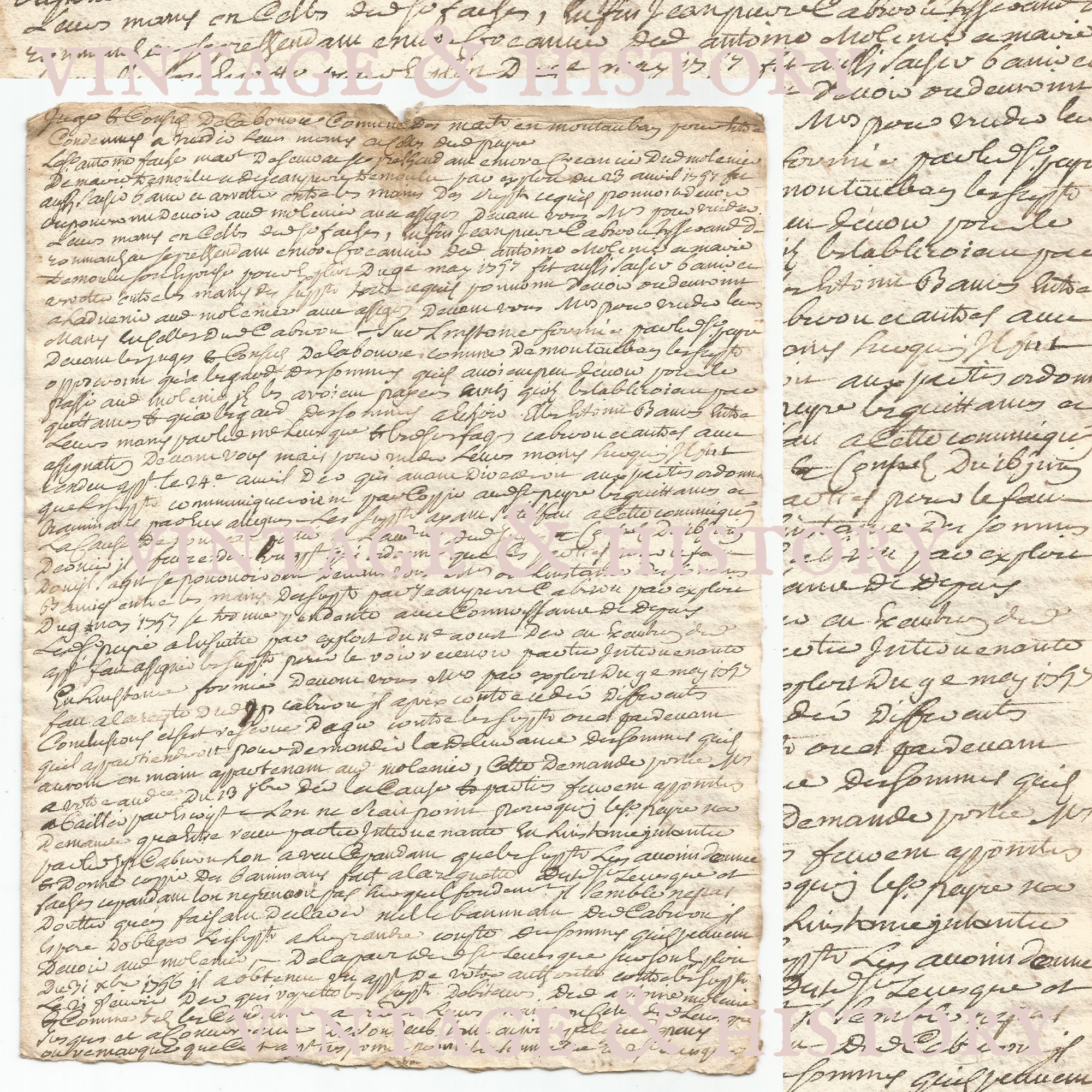 1757 Old French Document, Printable, Digital Ephemera, Antique Papers ...