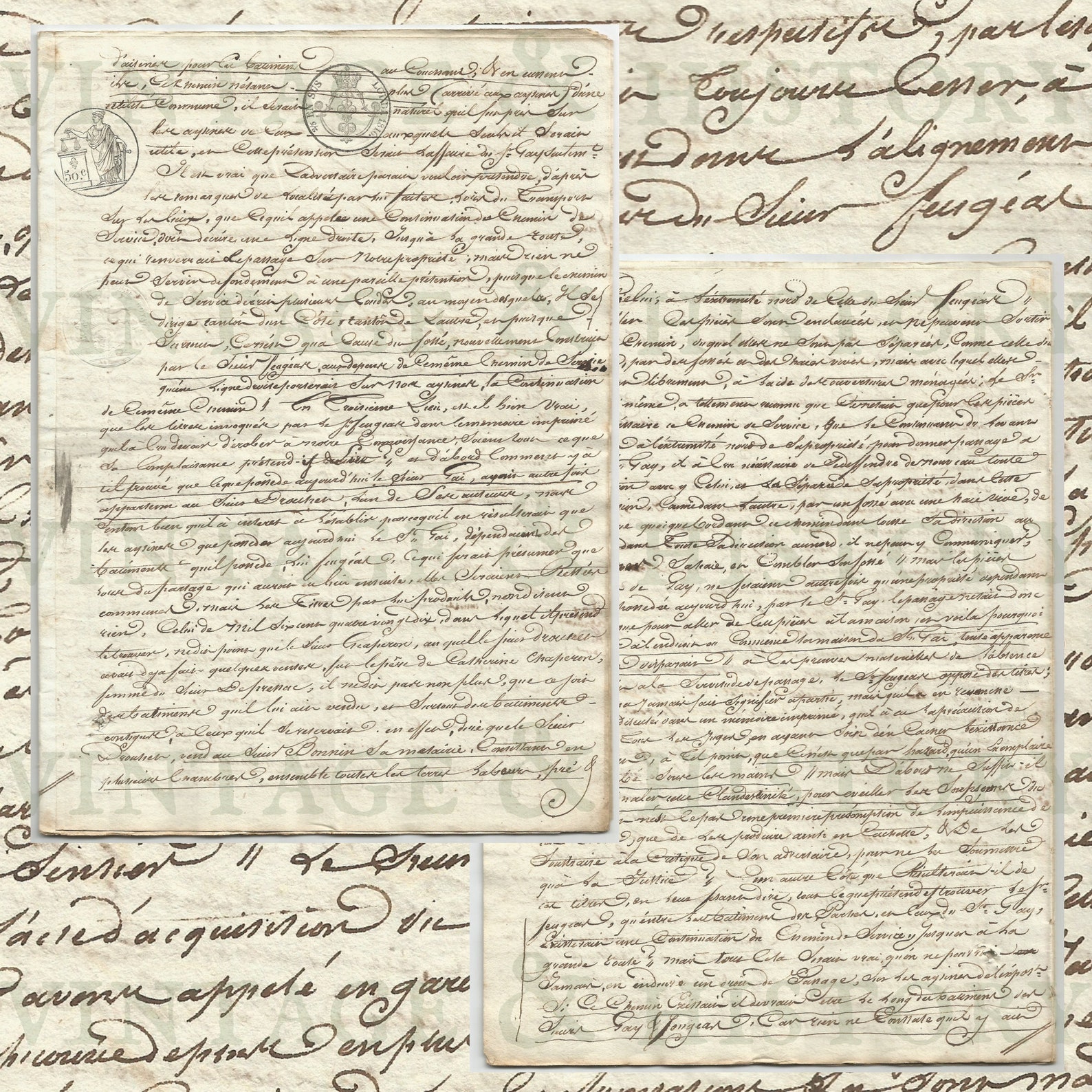 1817 {3} Antique Handwritten French Document, Calligraphy, Printable ...