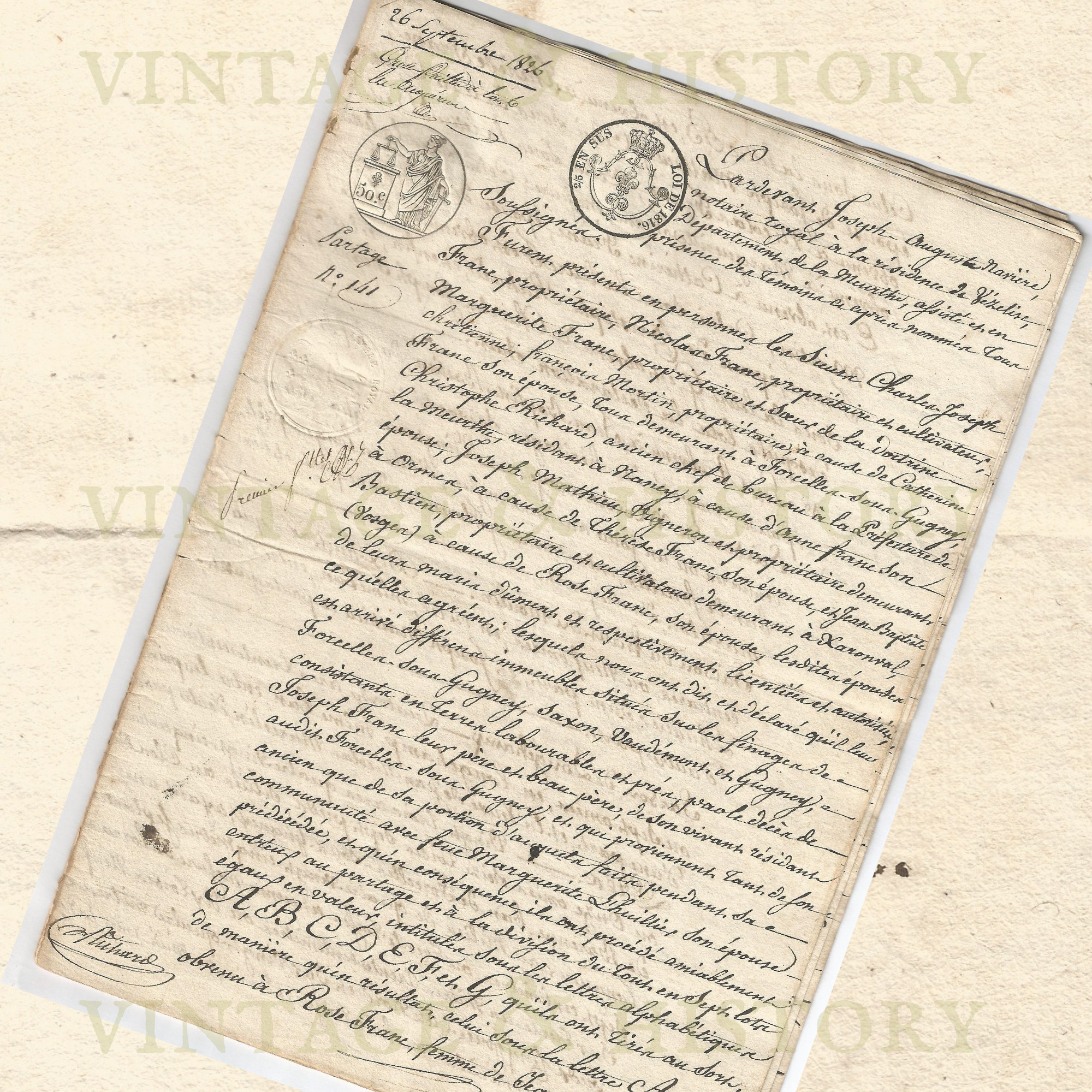 1826 Old French Paper, Printable, Vintage, Ephemera, Scrapbooking, Junk ...