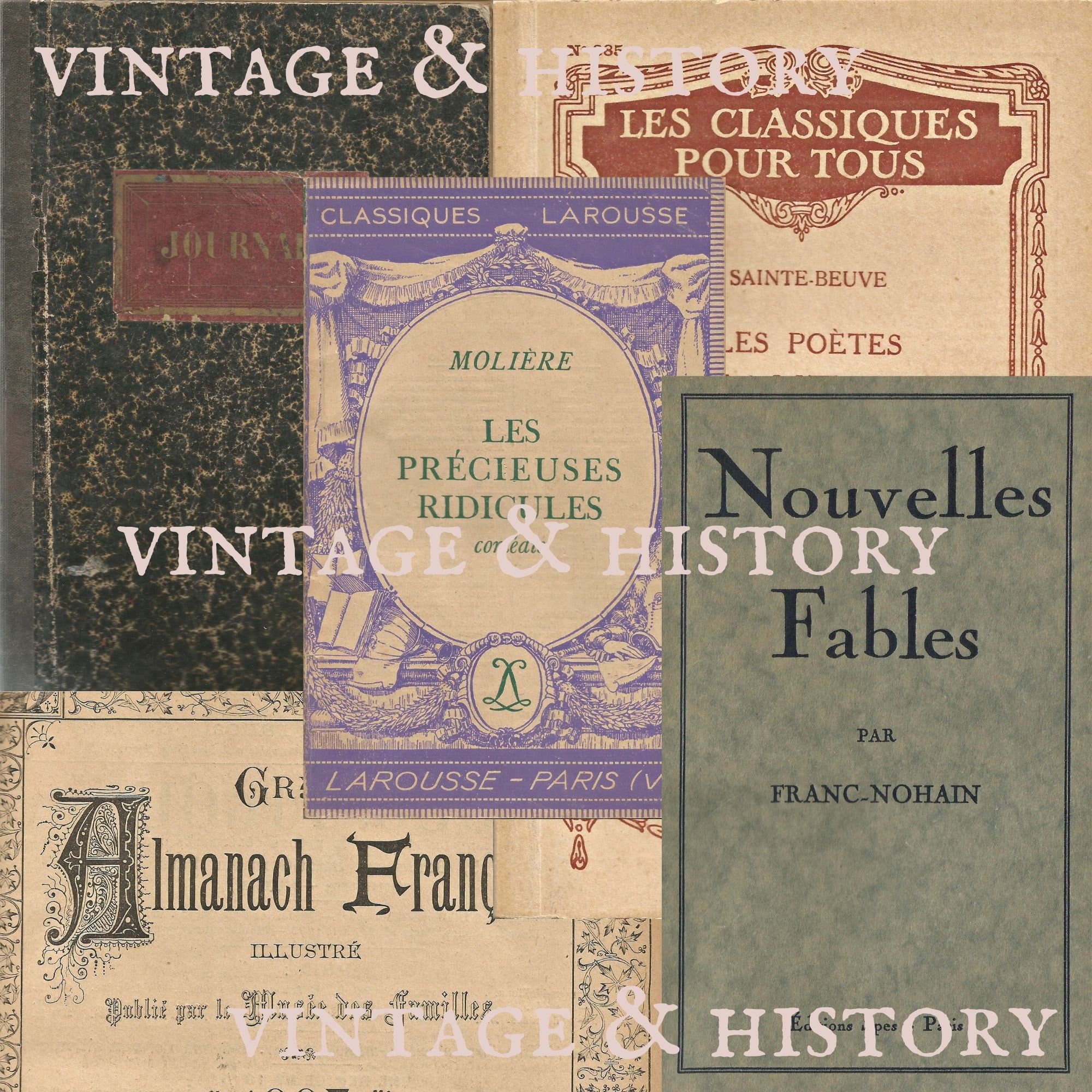 French Book Covers, Printable, Vintage, Paper Ephemera, Digital ...