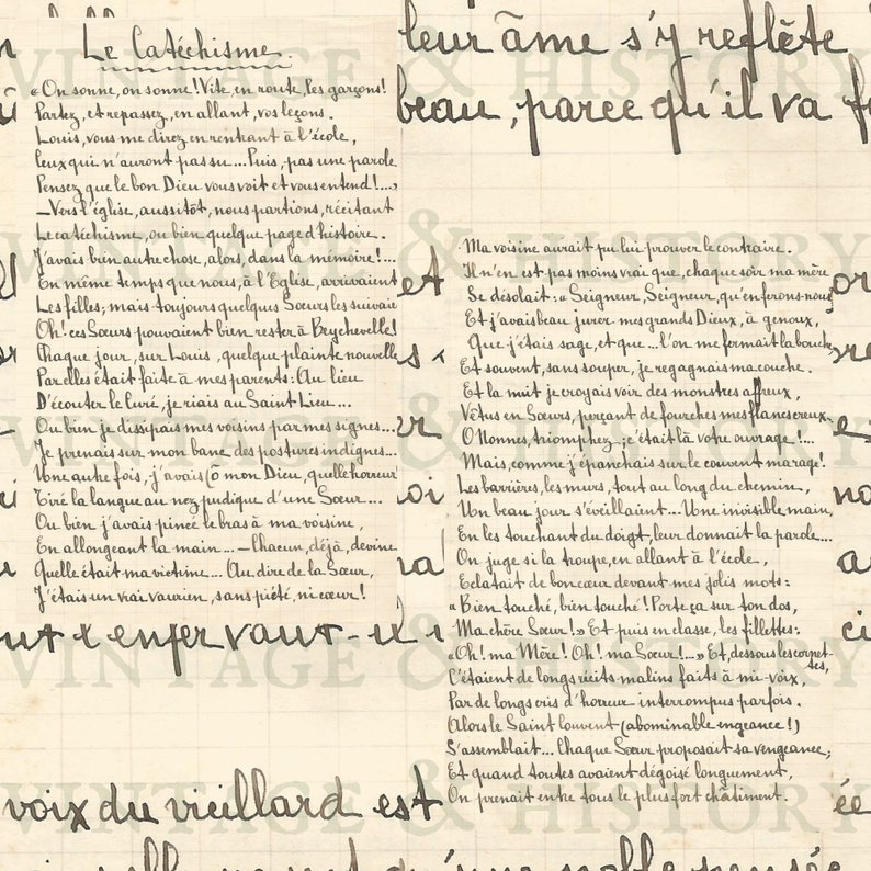 Handwritten French Poems, Printable Paper Ephemera From France ...