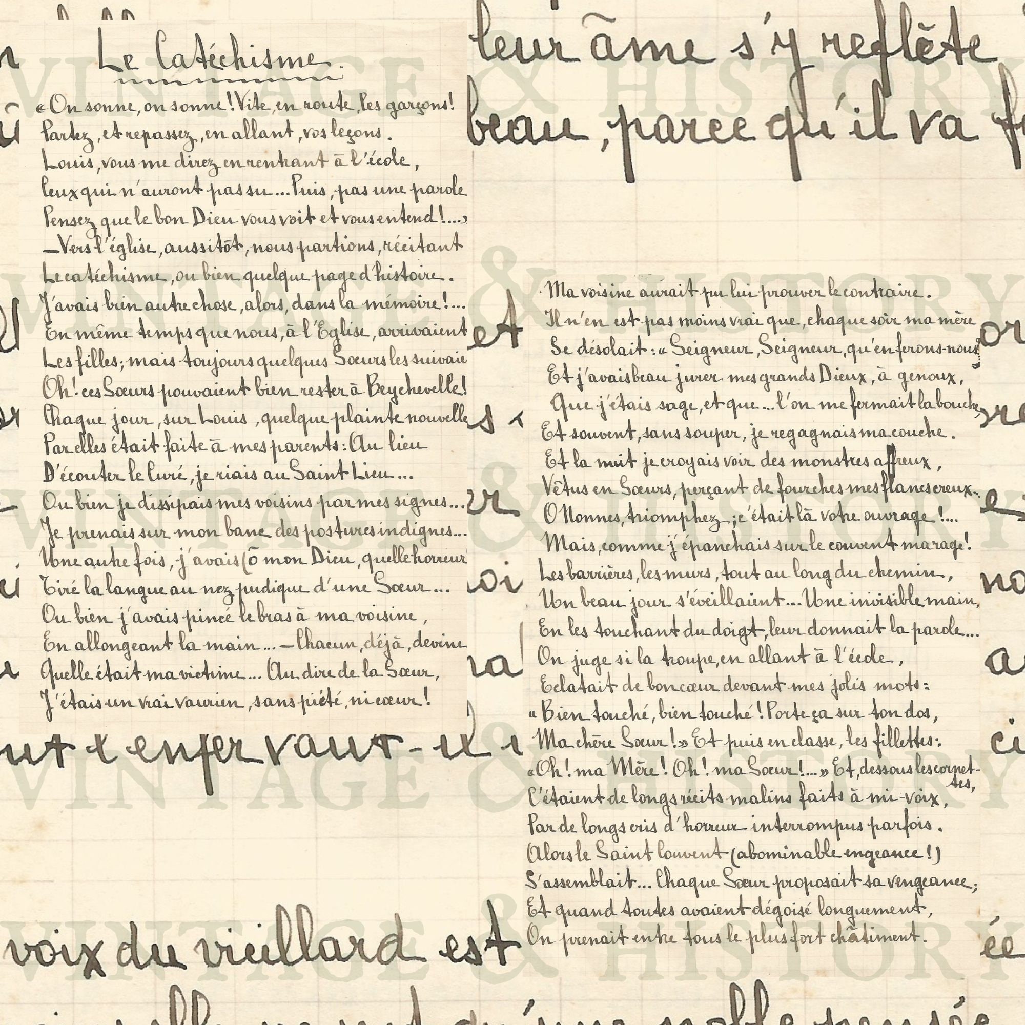Handwritten French Poems, Printable Paper Ephemera From France ...
